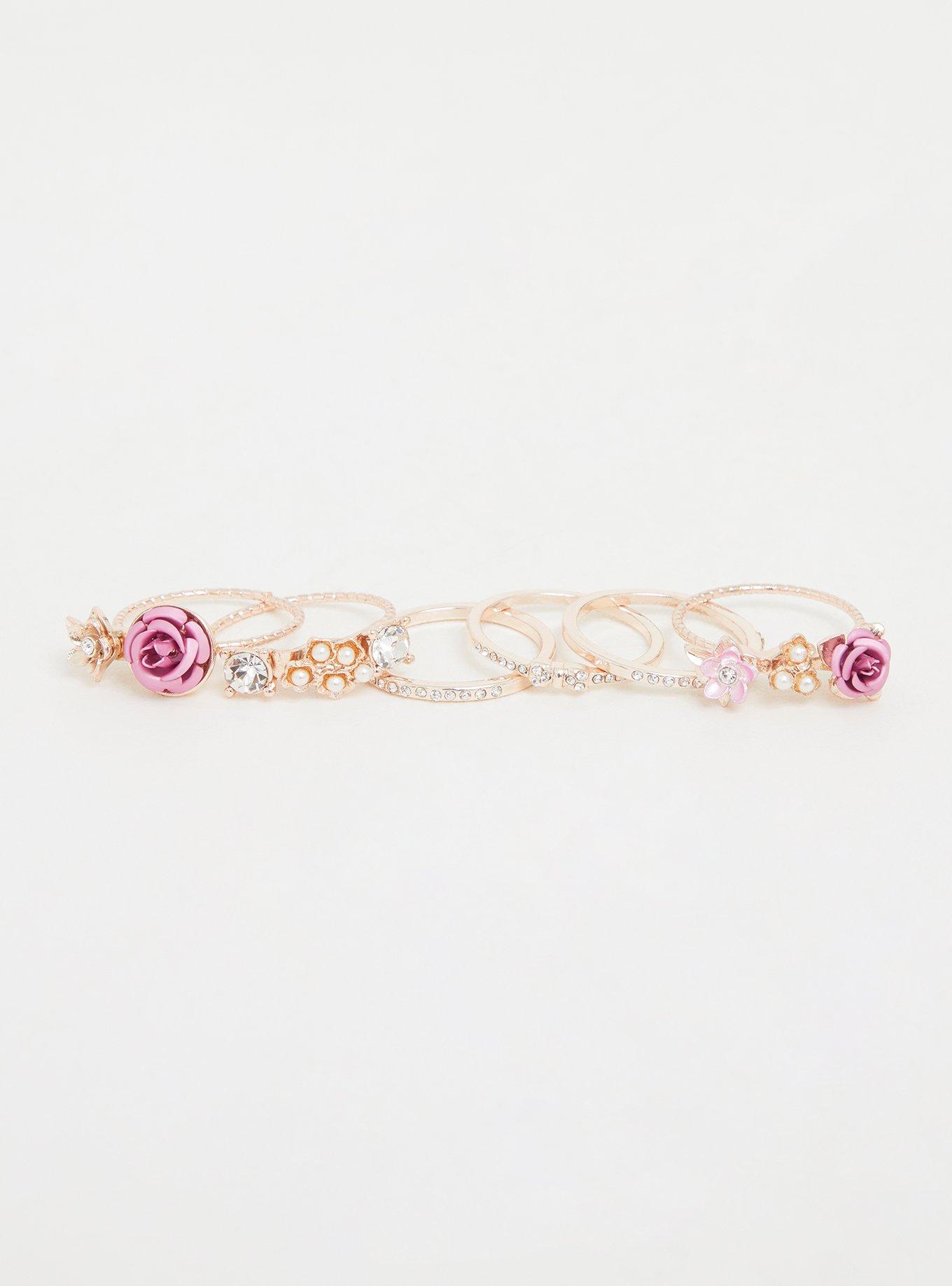 Plus Size - Rose Gold Rosette Stacking Ring - Set of 6 - Torrid