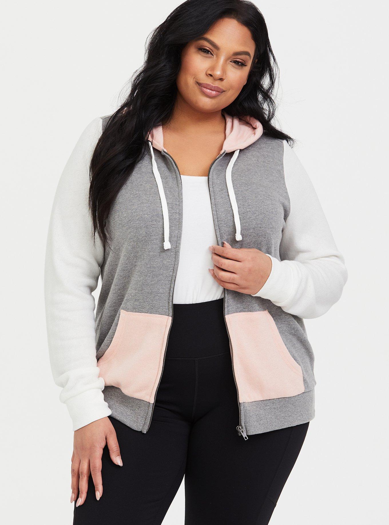 Plus Size - Colorblock Hooded Zip Jacket - Torrid