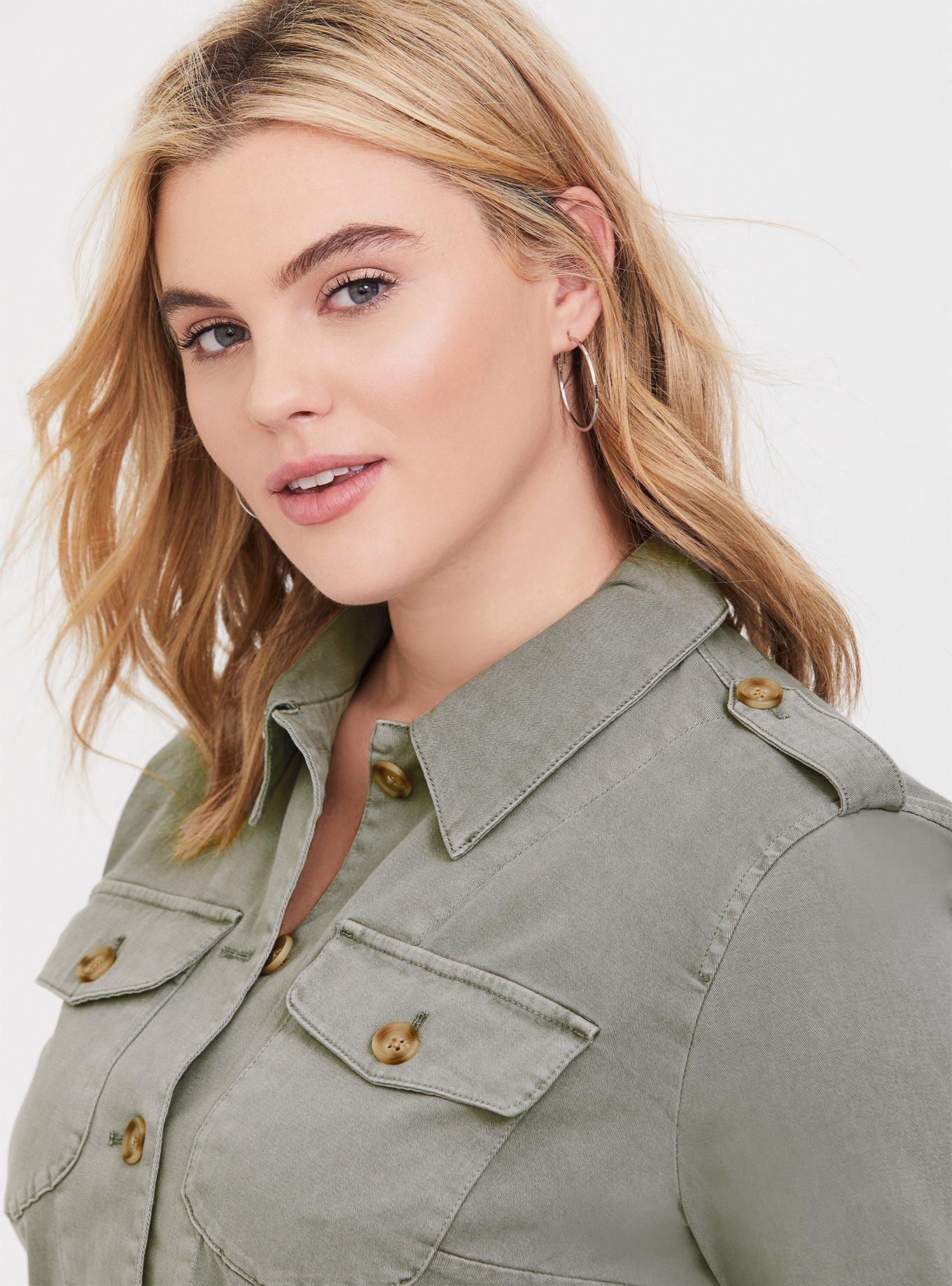 Plus Size - Twill Crop Jacket - Torrid