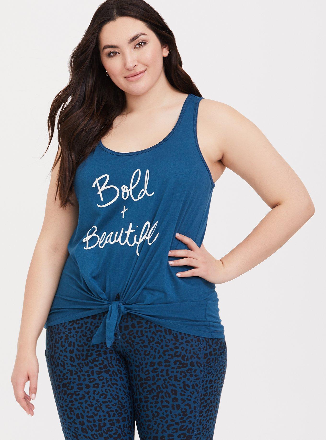 Plus Size - Teal Tie-Front Active Tank - Torrid