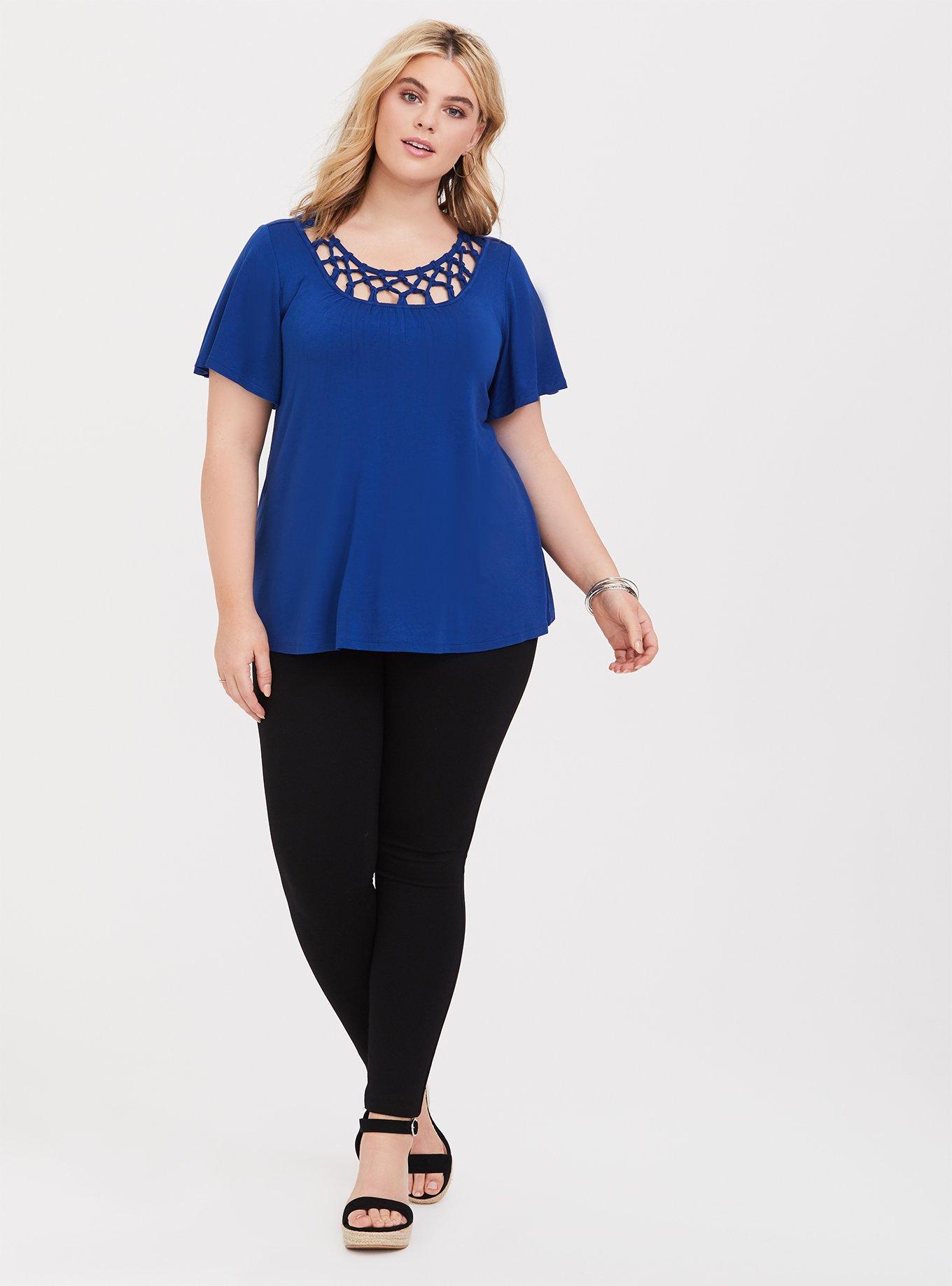 Plus Size - Super Soft Blue Macrame Tee - Torrid