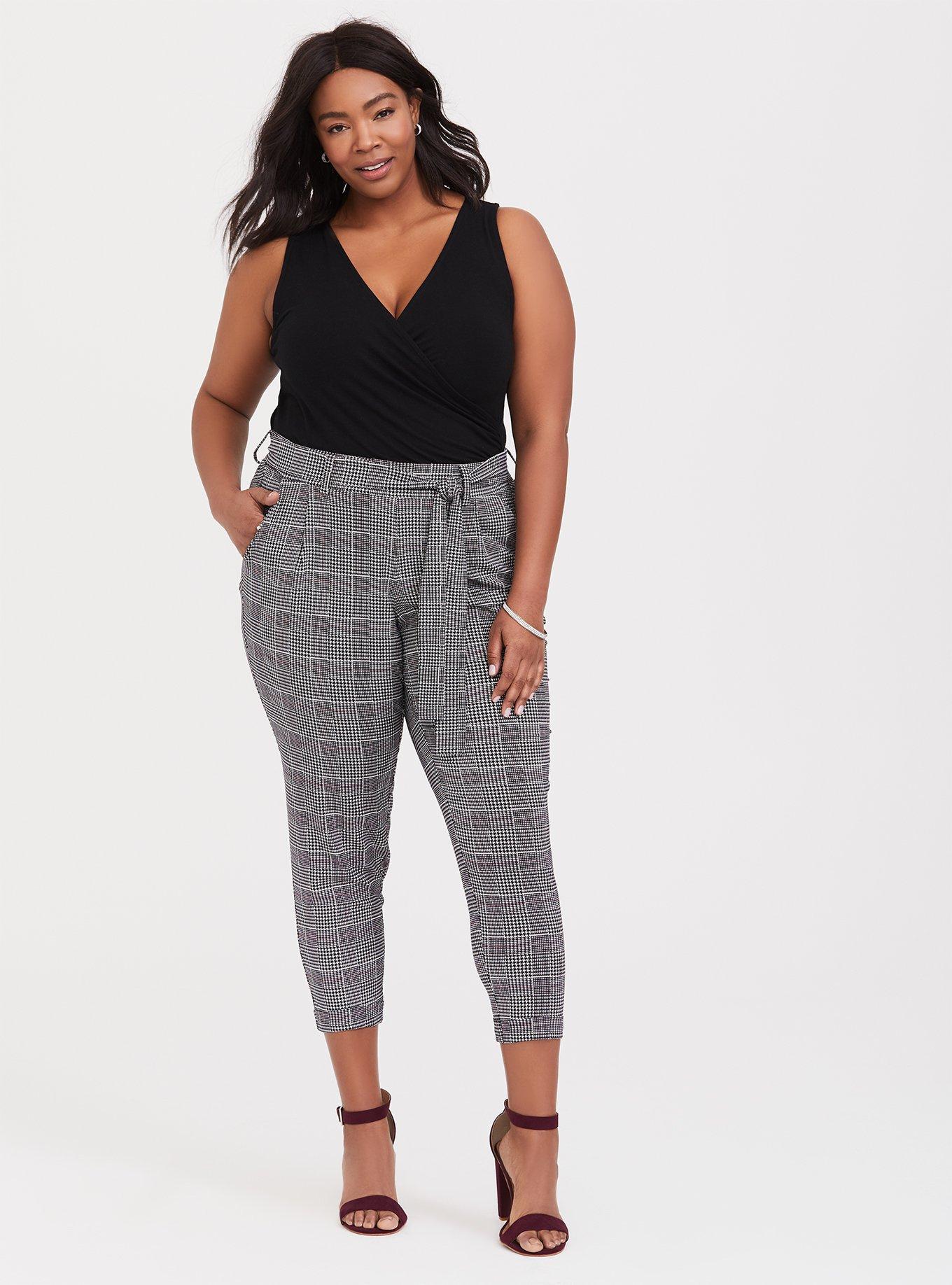Plus Size Houndstooth Tie Front Cigarette Pant Torrid