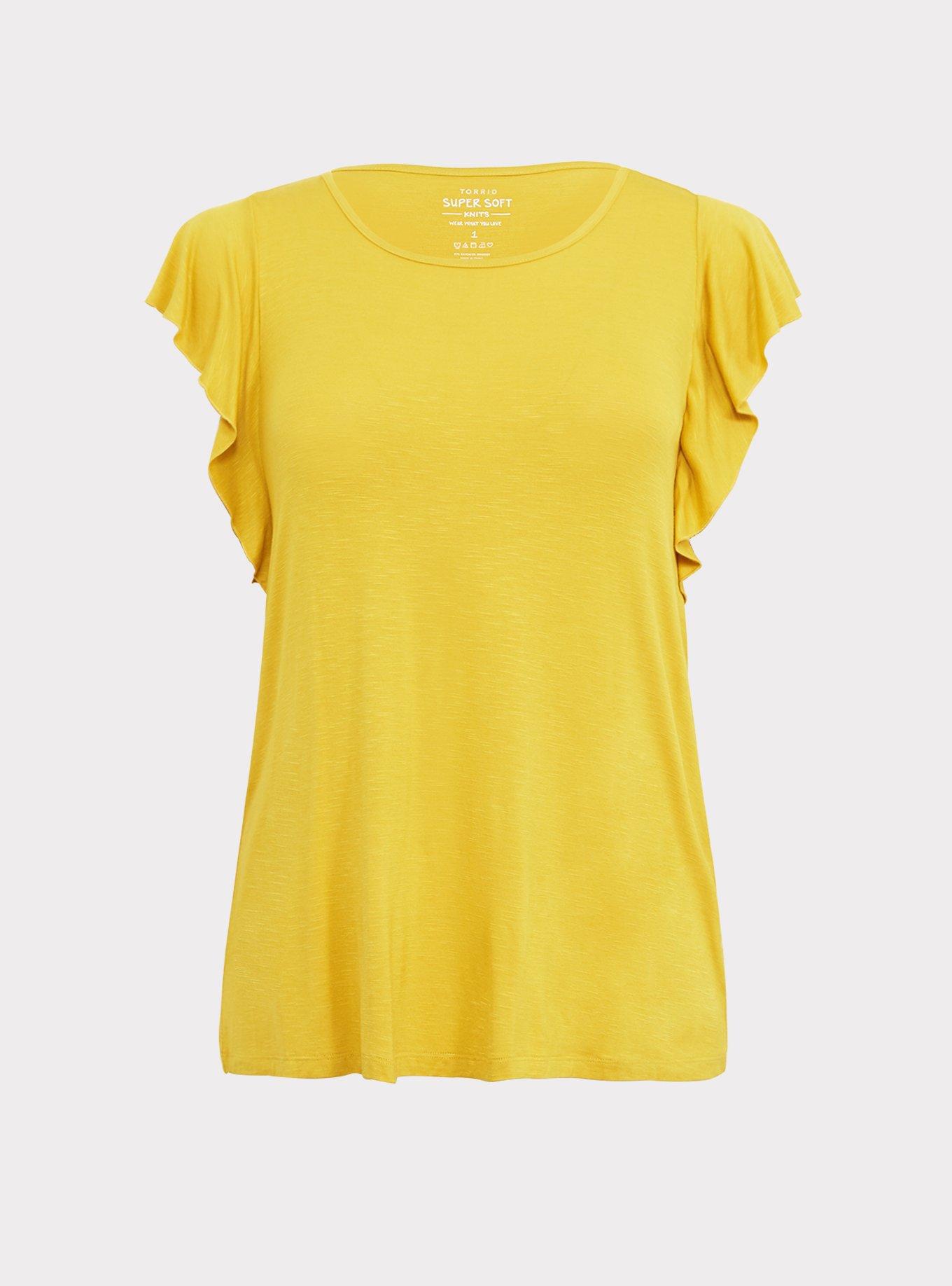 Plus Size - Super Soft Bright Yellow Flutter Tee - Torrid