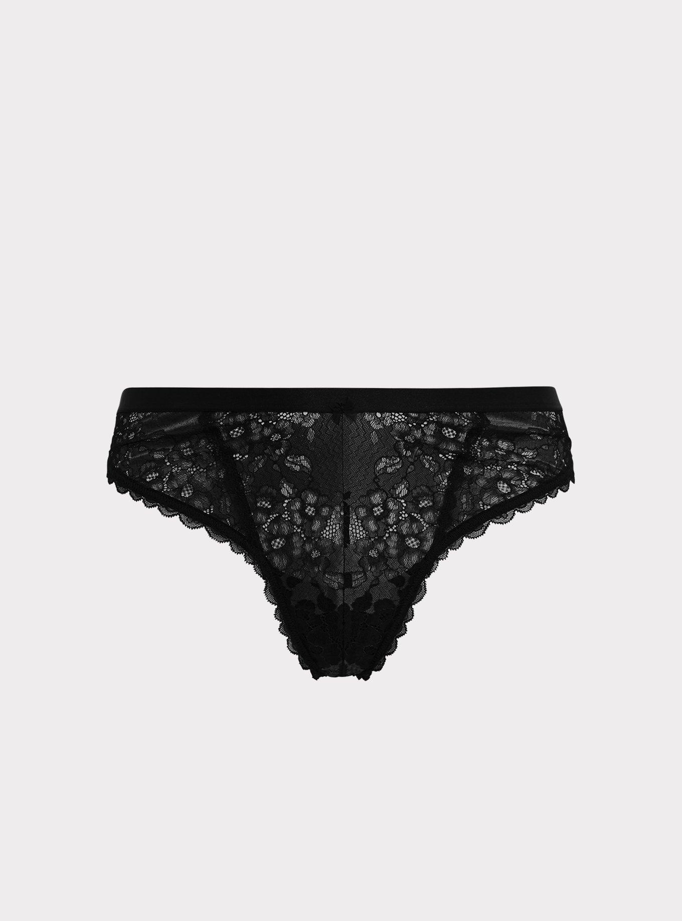 Plus Size - Two Tone Lace Mid-Rise Thong Panty - Torrid