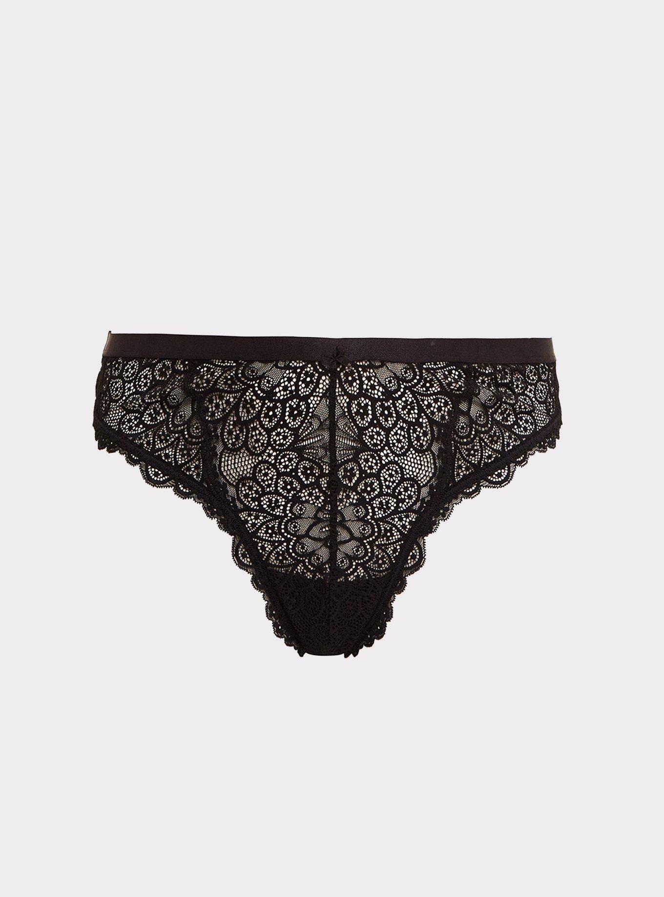 Plus Size - Peacock Lace Mid-Rise Thong Panty - Torrid