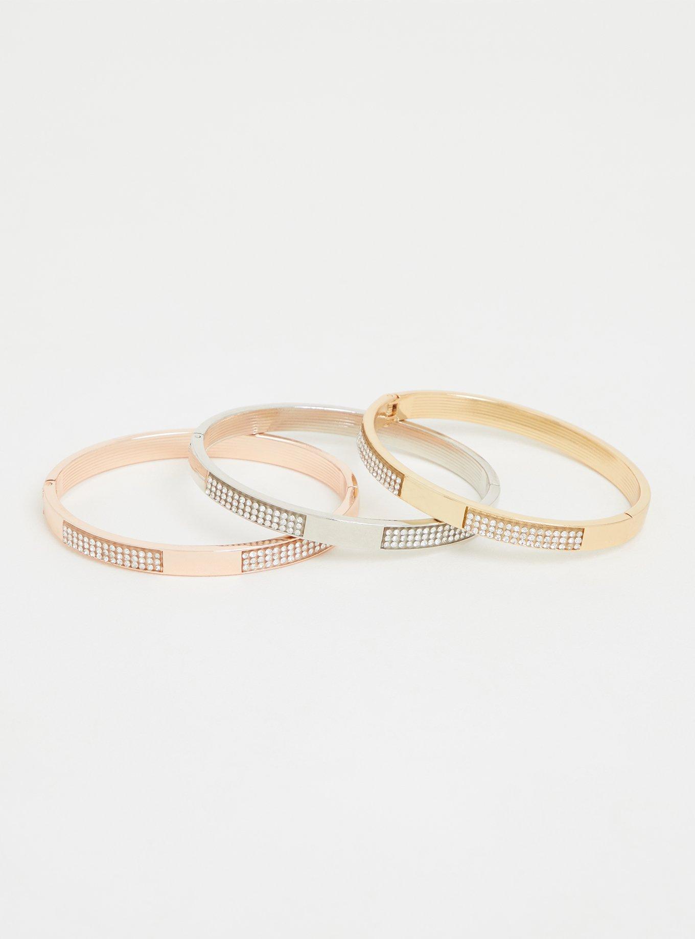 Plus Size - Rhinestone Bangle Set - Set of 3 - Torrid
