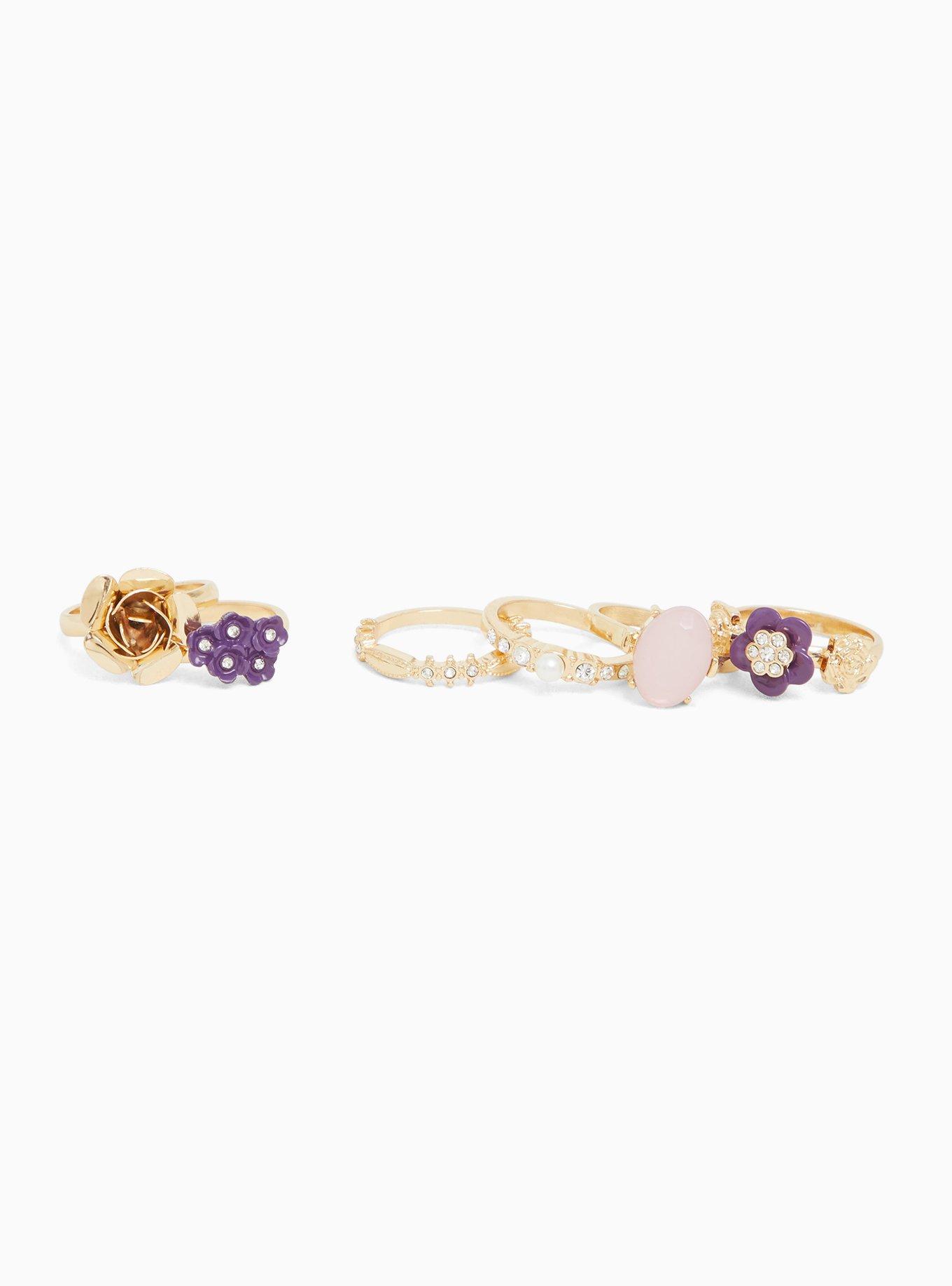 Plus Size - Floral Stacking Ring Set - Set of 6 - Torrid