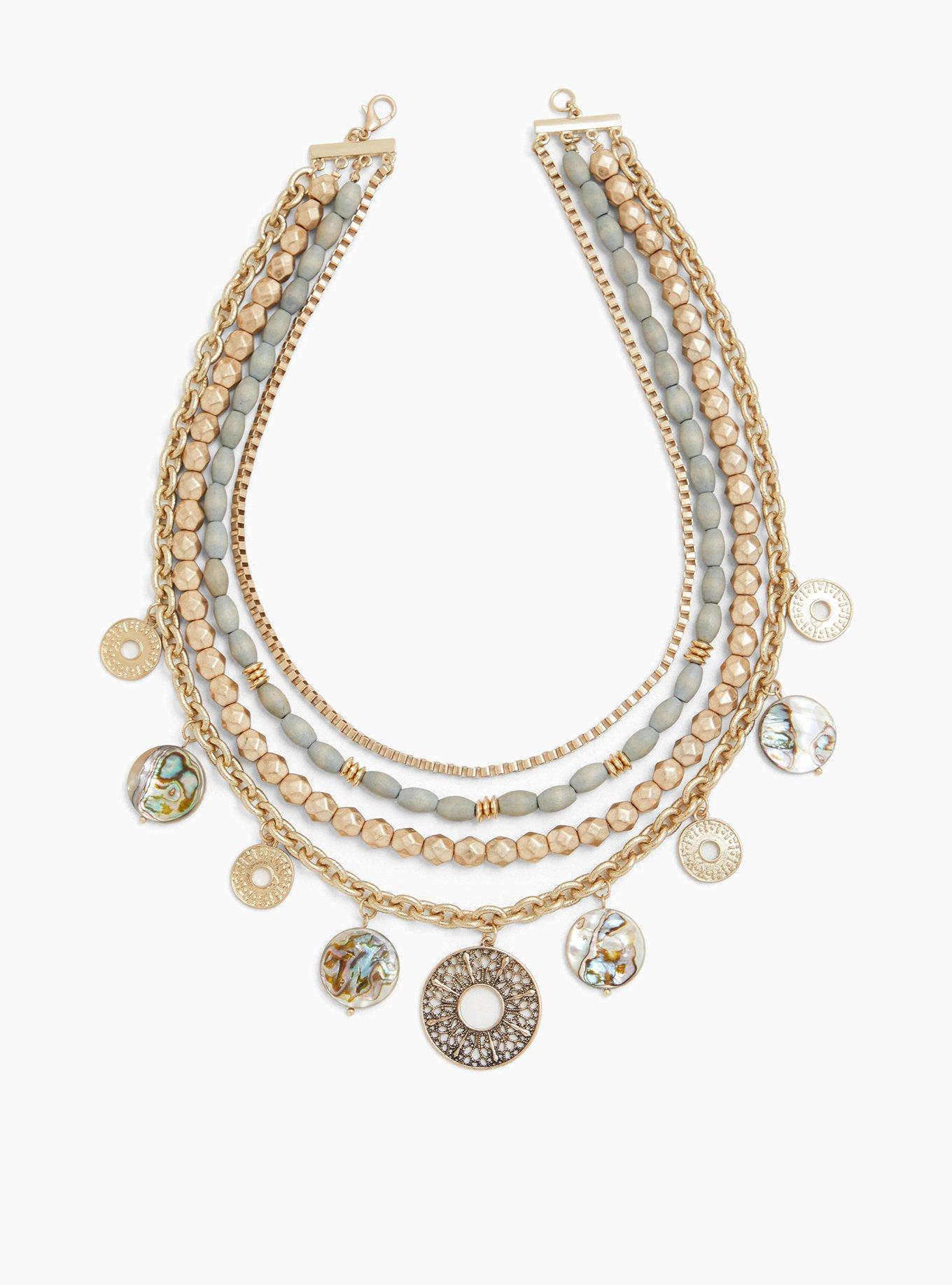 Plus Size - Shell Coin Statement Necklace - Torrid