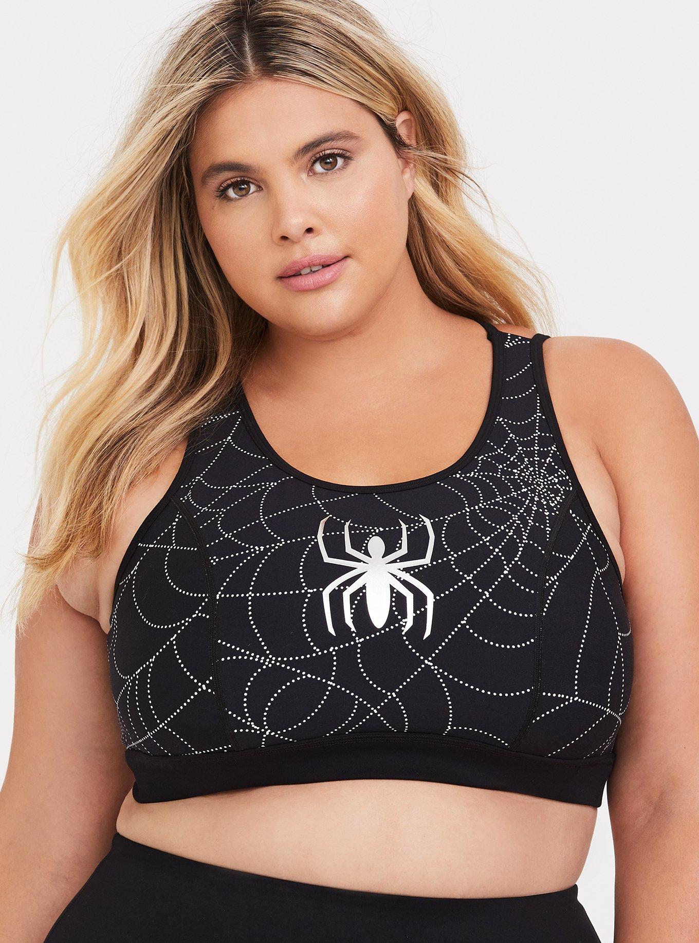 Plus Size - Her Universe Spider-Man Black Strappy Sports Bra - Torrid
