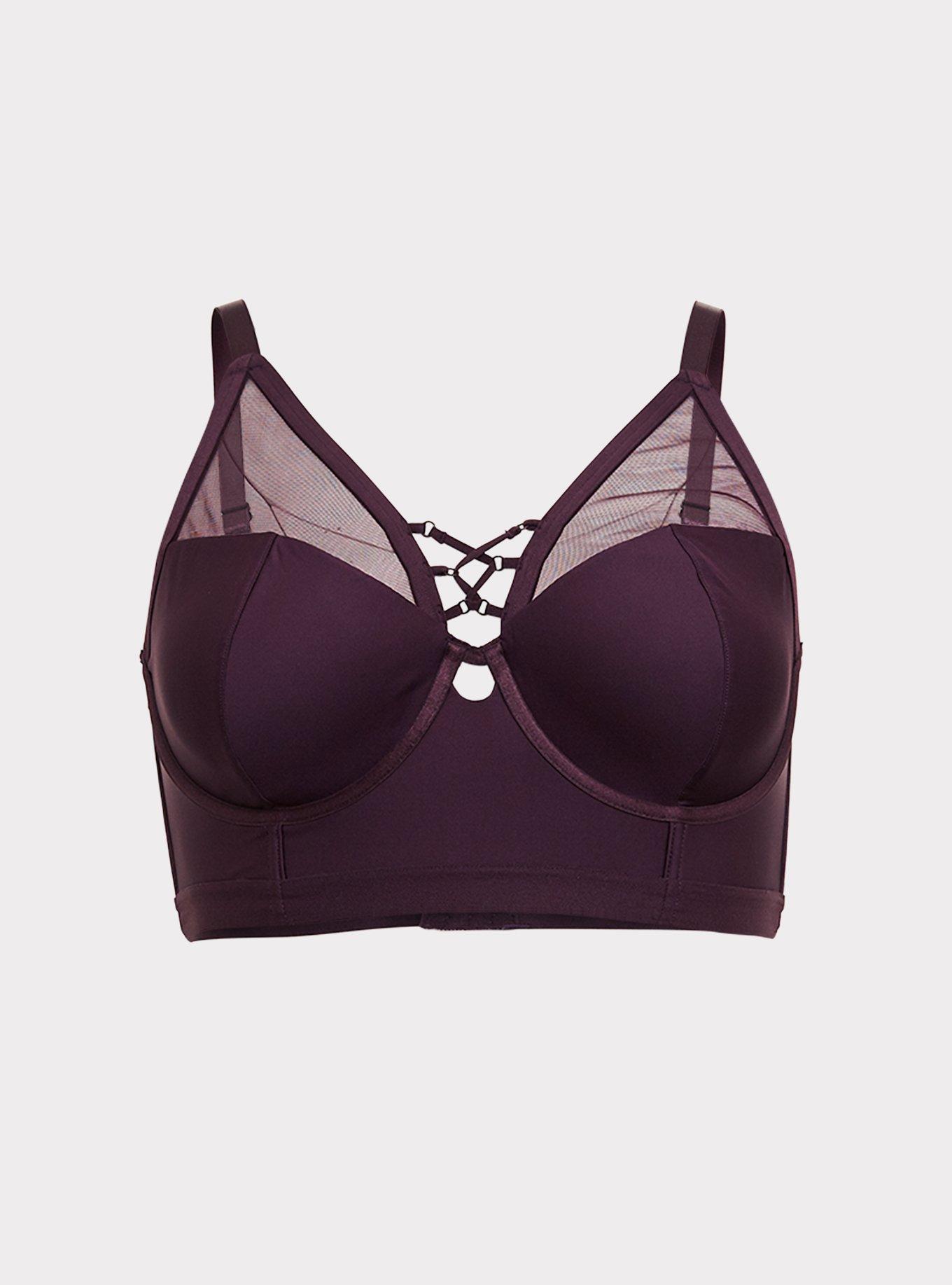 Plus Size - Purple Mesh Strappy Longline Underwire Bralette - Torrid