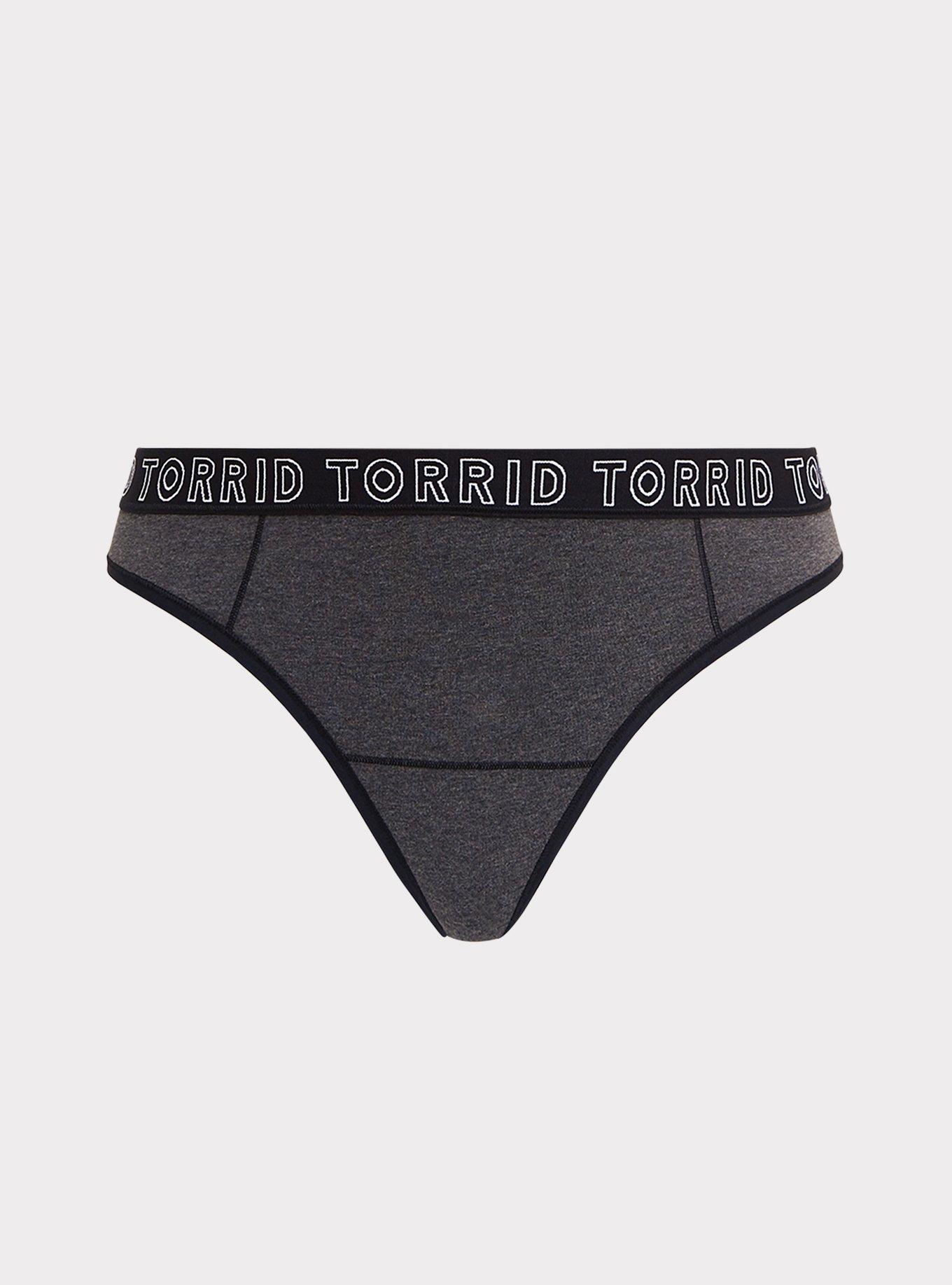 Plus Size - Torrid Logo Dark Grey Cotton Thong Panty - Torrid