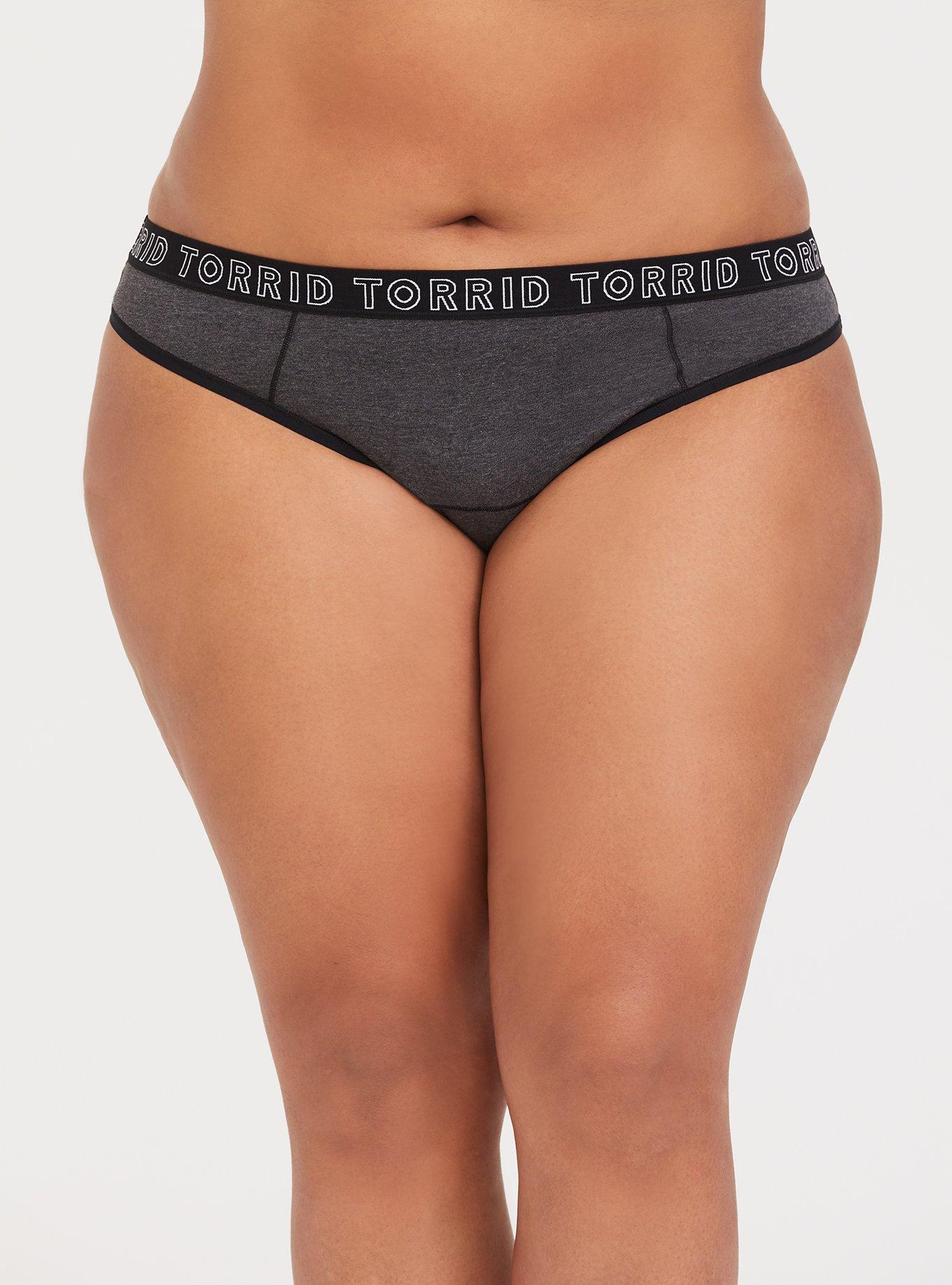 Plus Size - Torrid Logo Dark Grey Cotton Thong Panty - Torrid