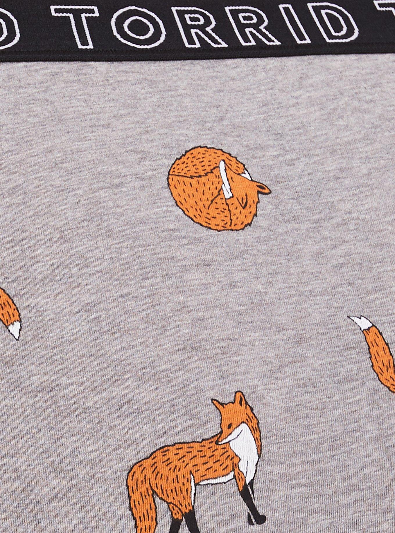 Plus Size - Torrid Logo Grey Fox Print Cotton Boyfriend Cheeky Panty ...