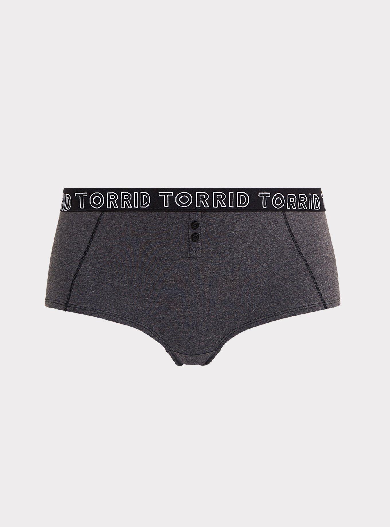 Plus Size - Torrid Logo Charcoal Grey Cotton Boyshort Panty - Torrid