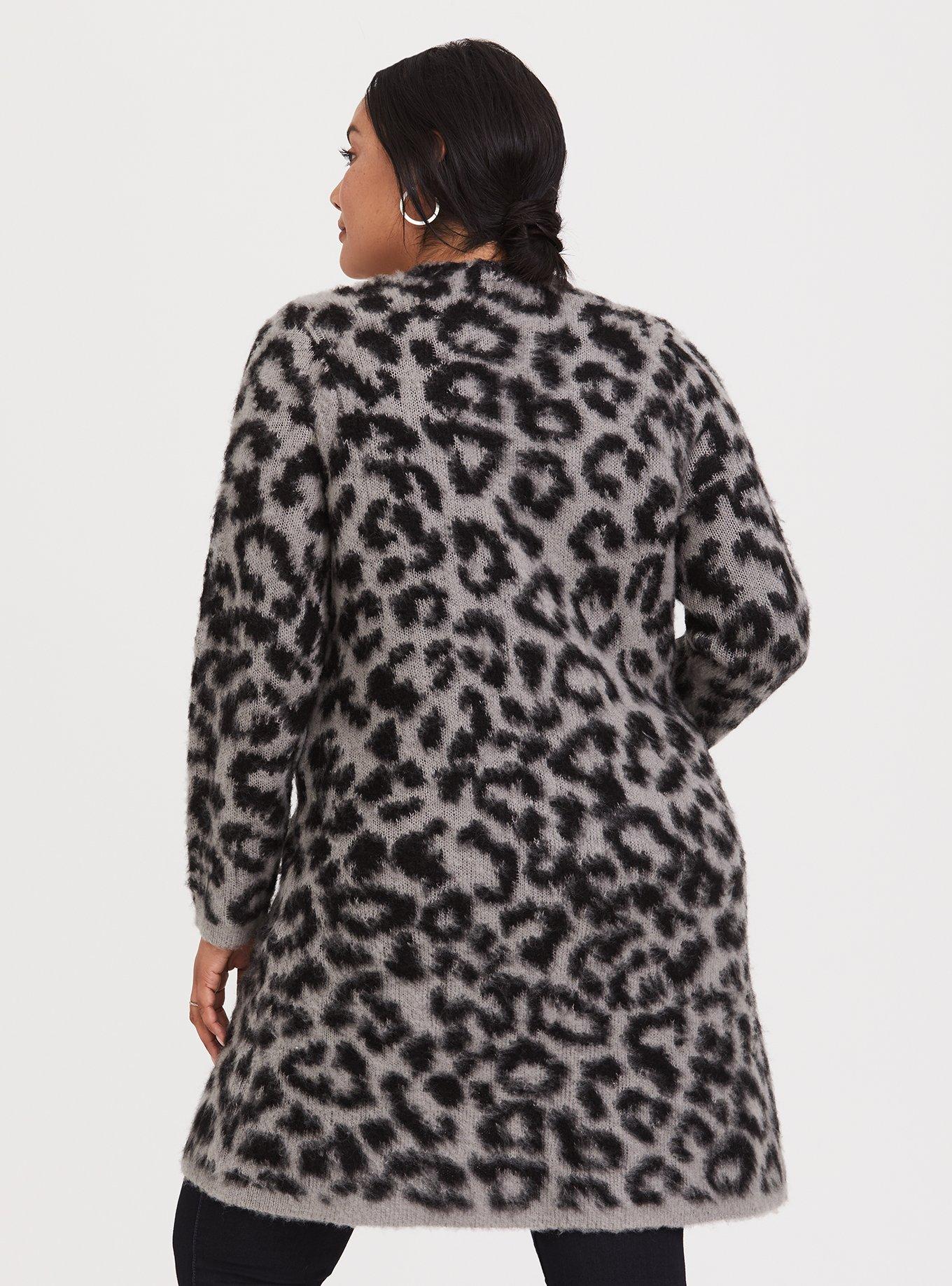 Plus Size - Grey Leopard Longline Cardigan - Torrid