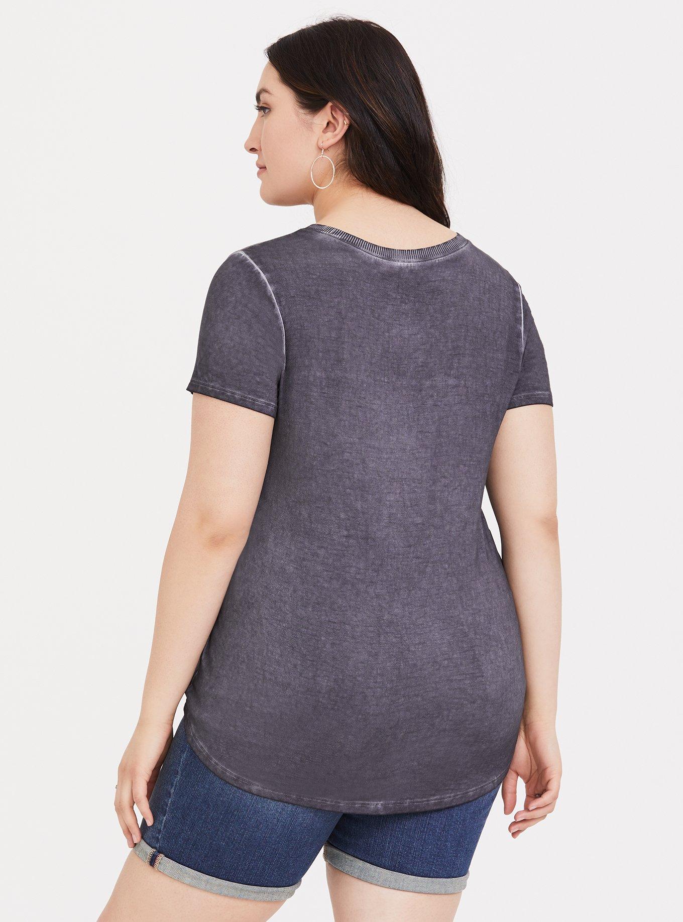 Plus Size - Super Soft Grey Oil Wash Seam Tee - Torrid