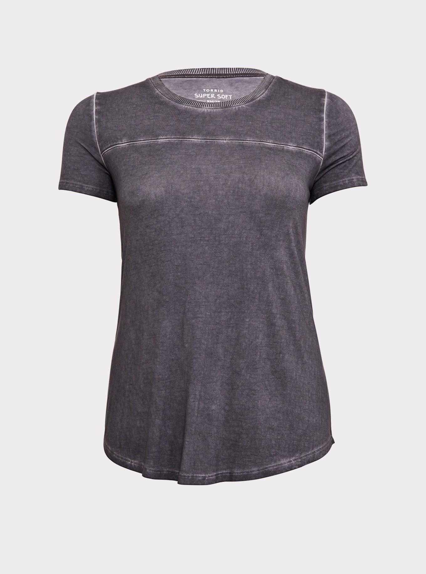 Plus Size - Super Soft Grey Oil Wash Seam Tee - Torrid