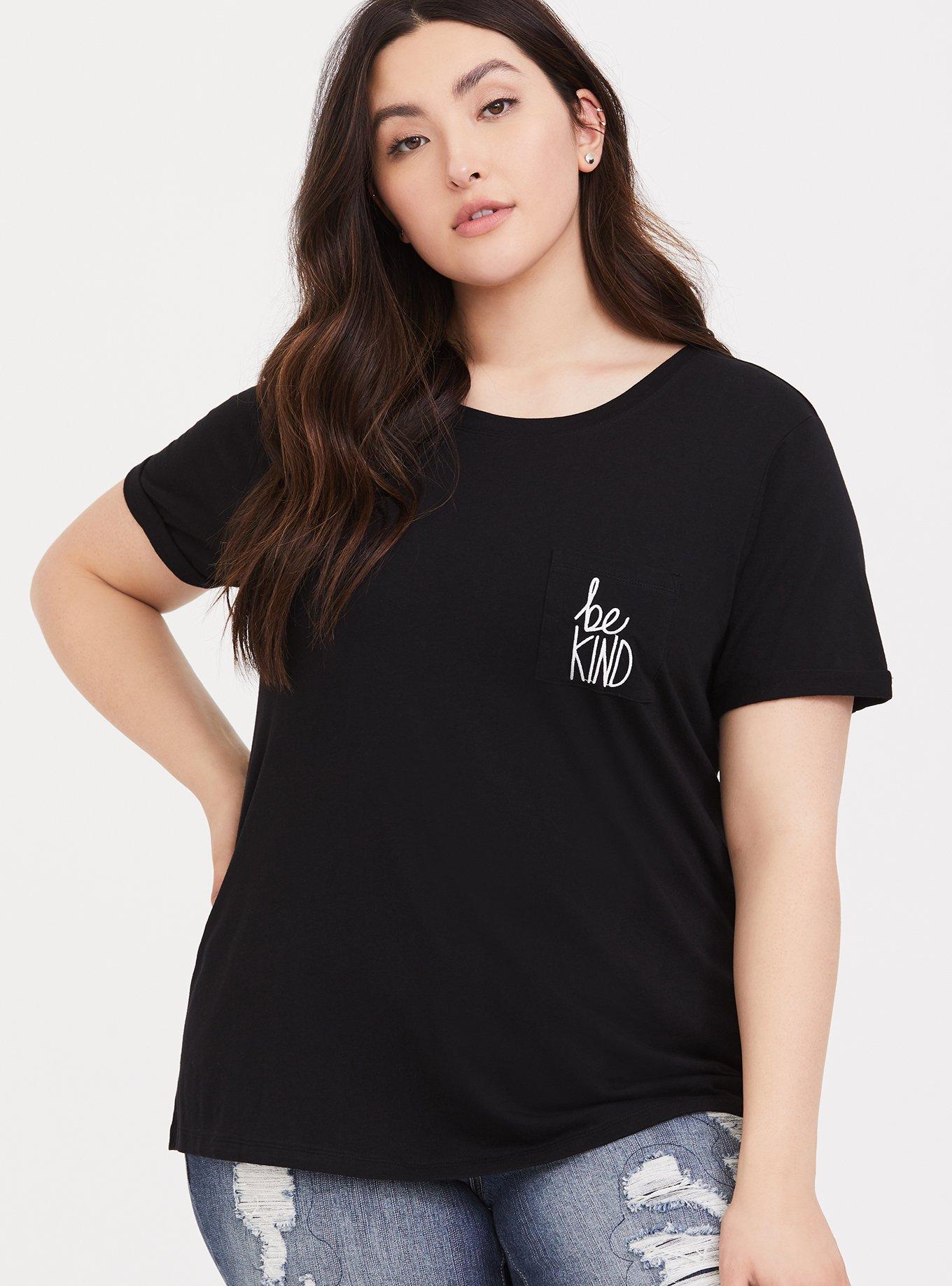 Plus Size - Black Be Kind Pocket Tee - Torrid