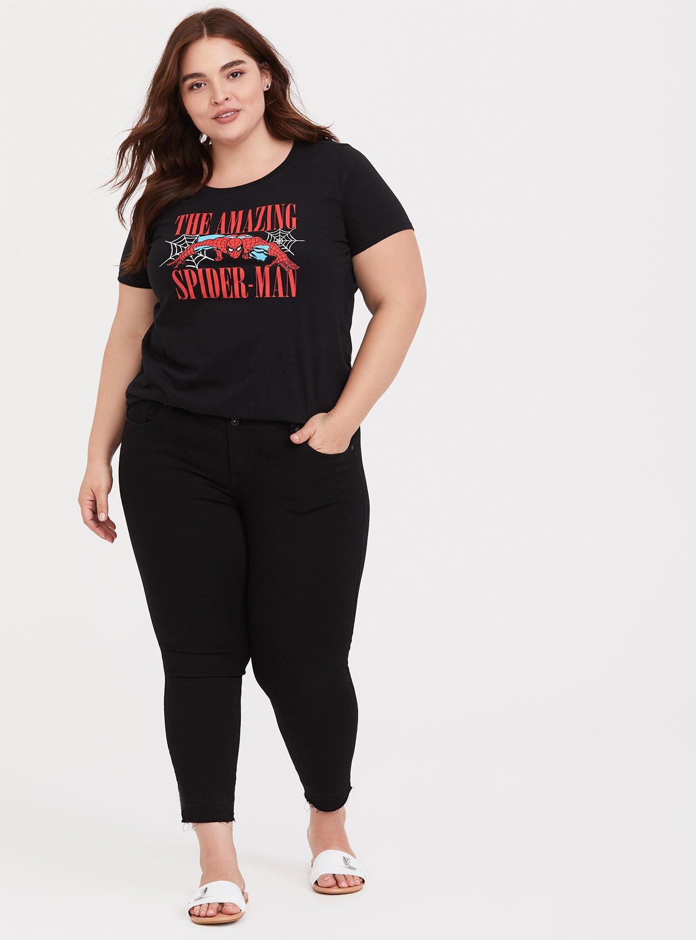 Plus Size - Spider-Man Black Slim Fit Crew Tee - Torrid