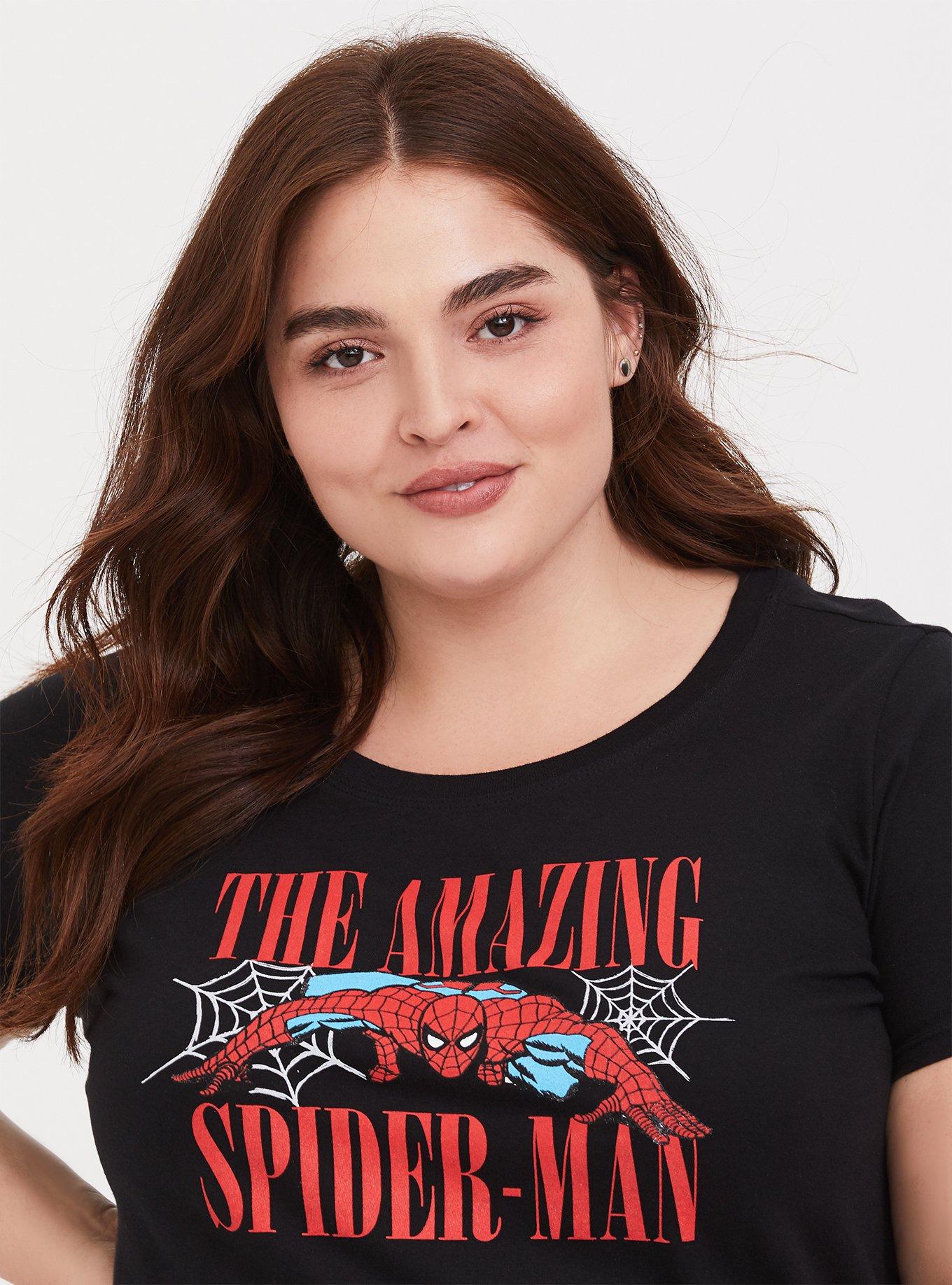 Plus Size - Spider-Man Black Slim Fit Crew Tee - Torrid