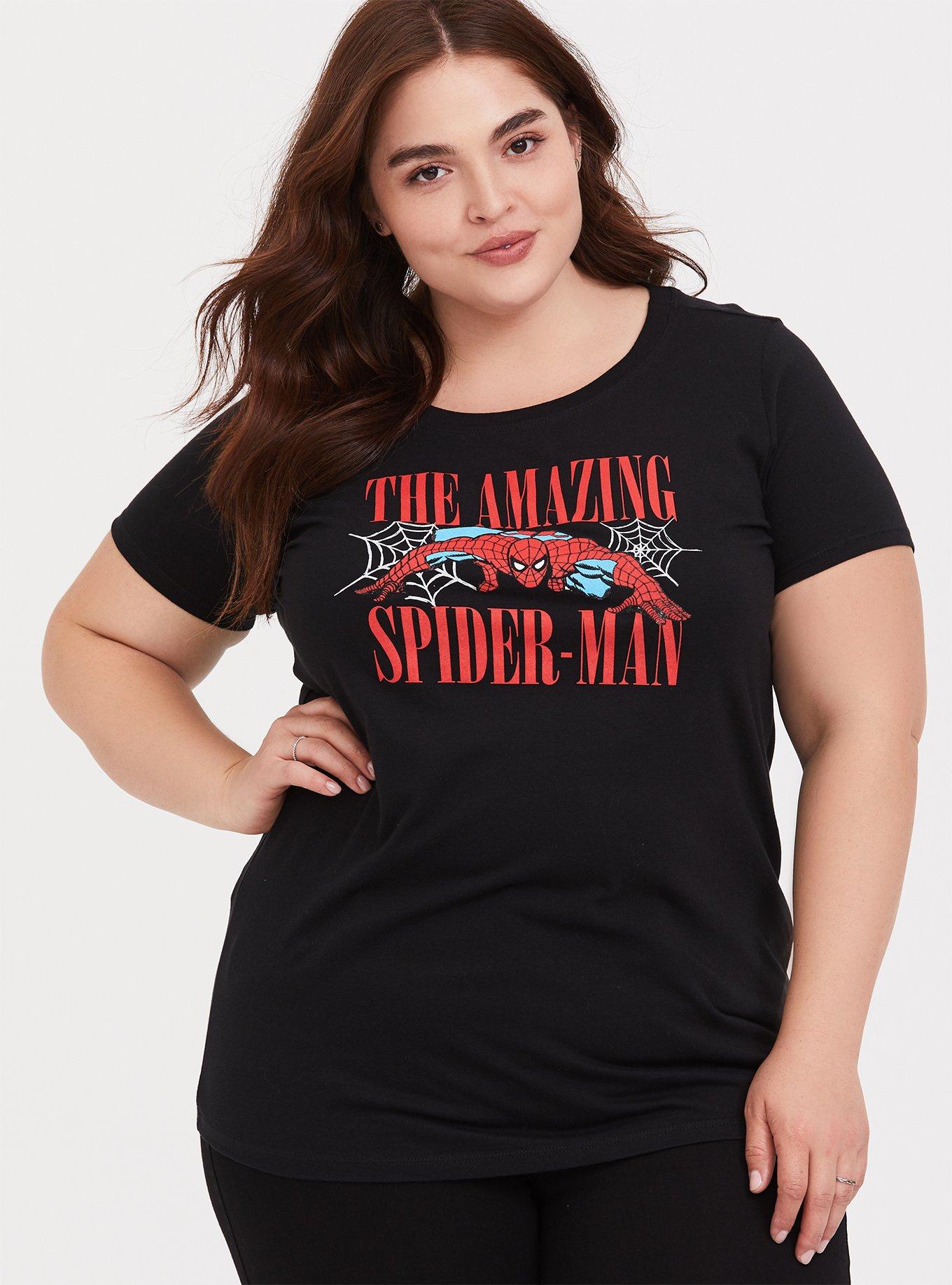 Plus Size - Spider-Man Black Slim Fit Crew Tee - Torrid