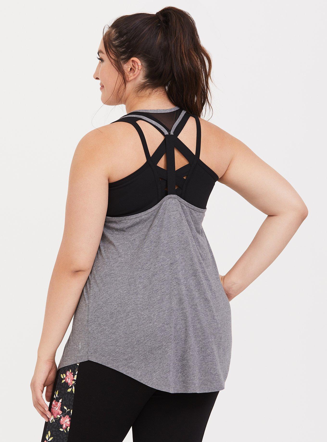 Plus Size - Grey Racerback Wicking Active Tank - Torrid
