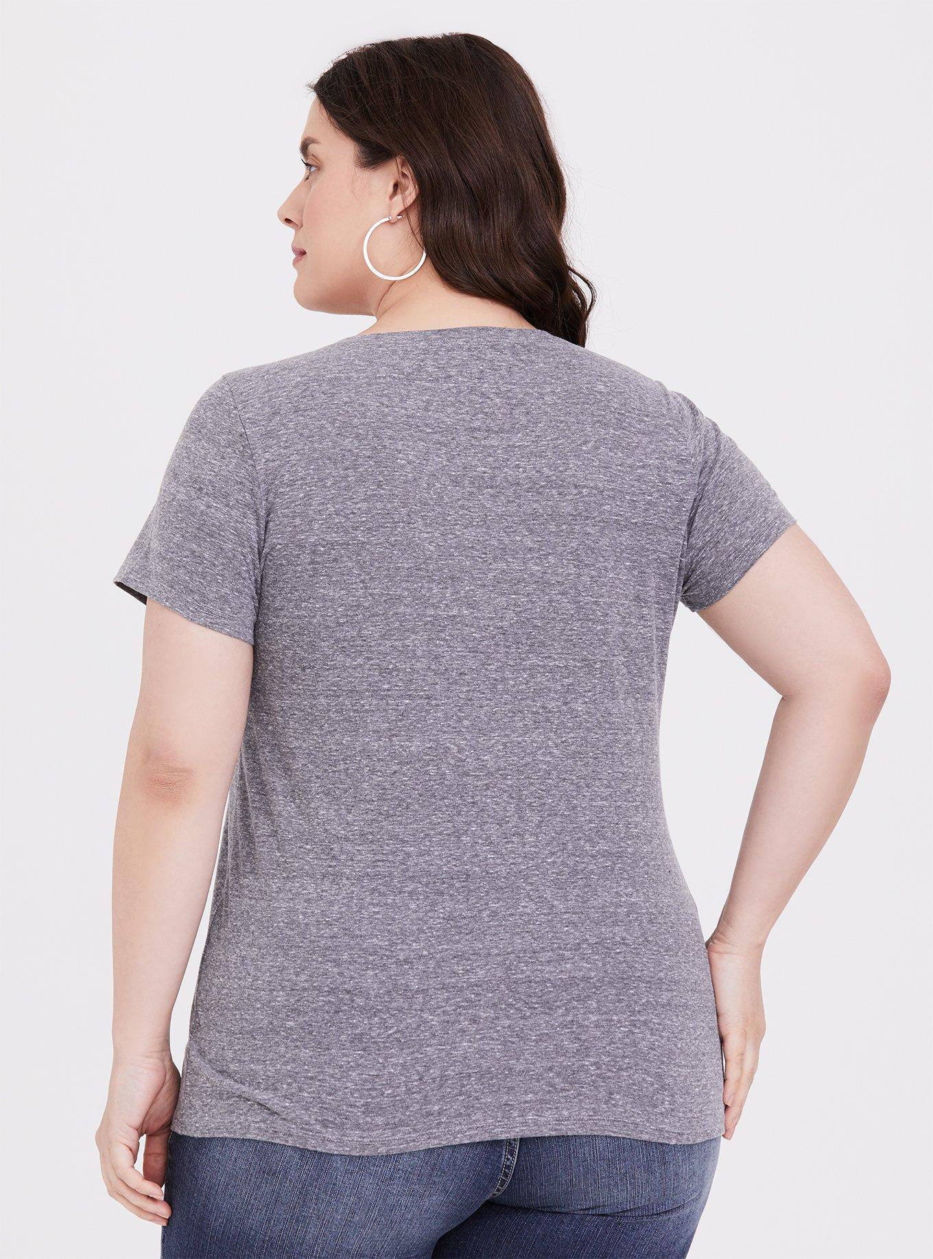 Plus Size - Heathered Grey Lips Slim Fit Crew Tee - Torrid