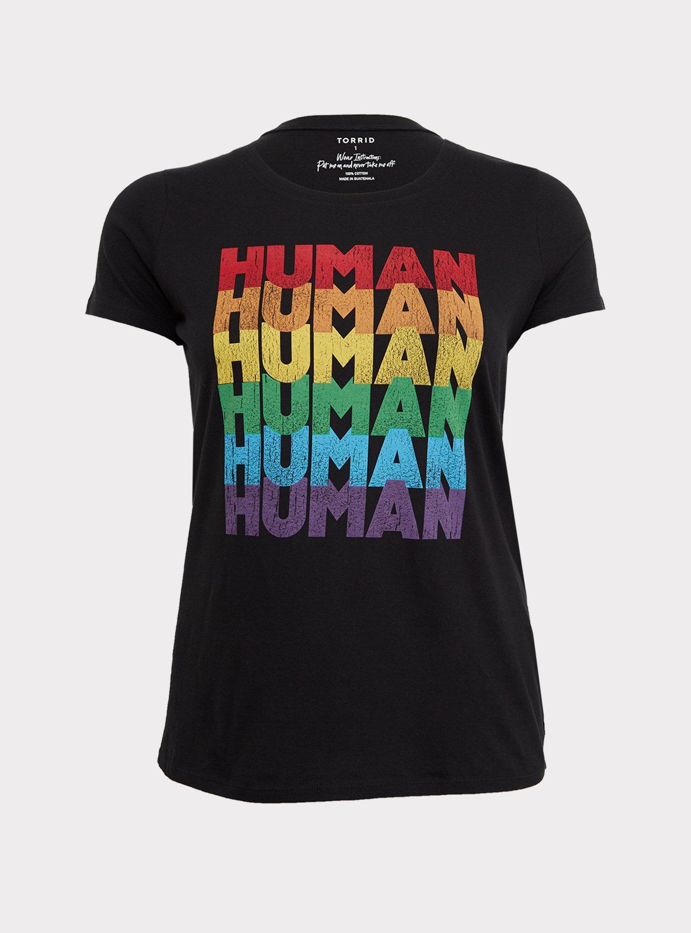 Plus Size - Black & Rainbow Pride Human Slim Fit Tee - Torrid