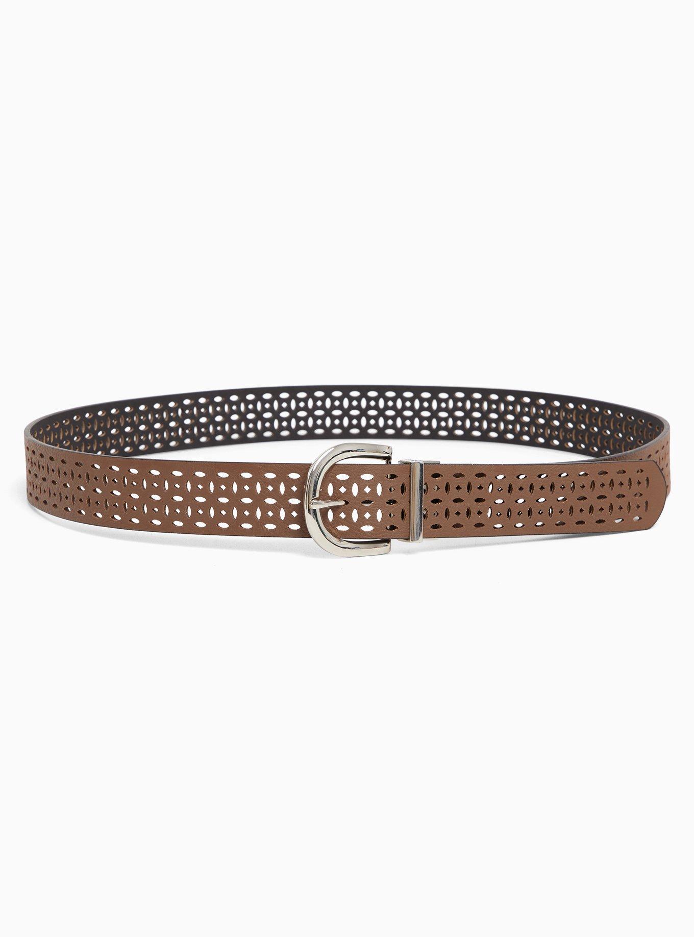 Plus Size - Black & Brown Reversible Laser Cut Belt - Torrid