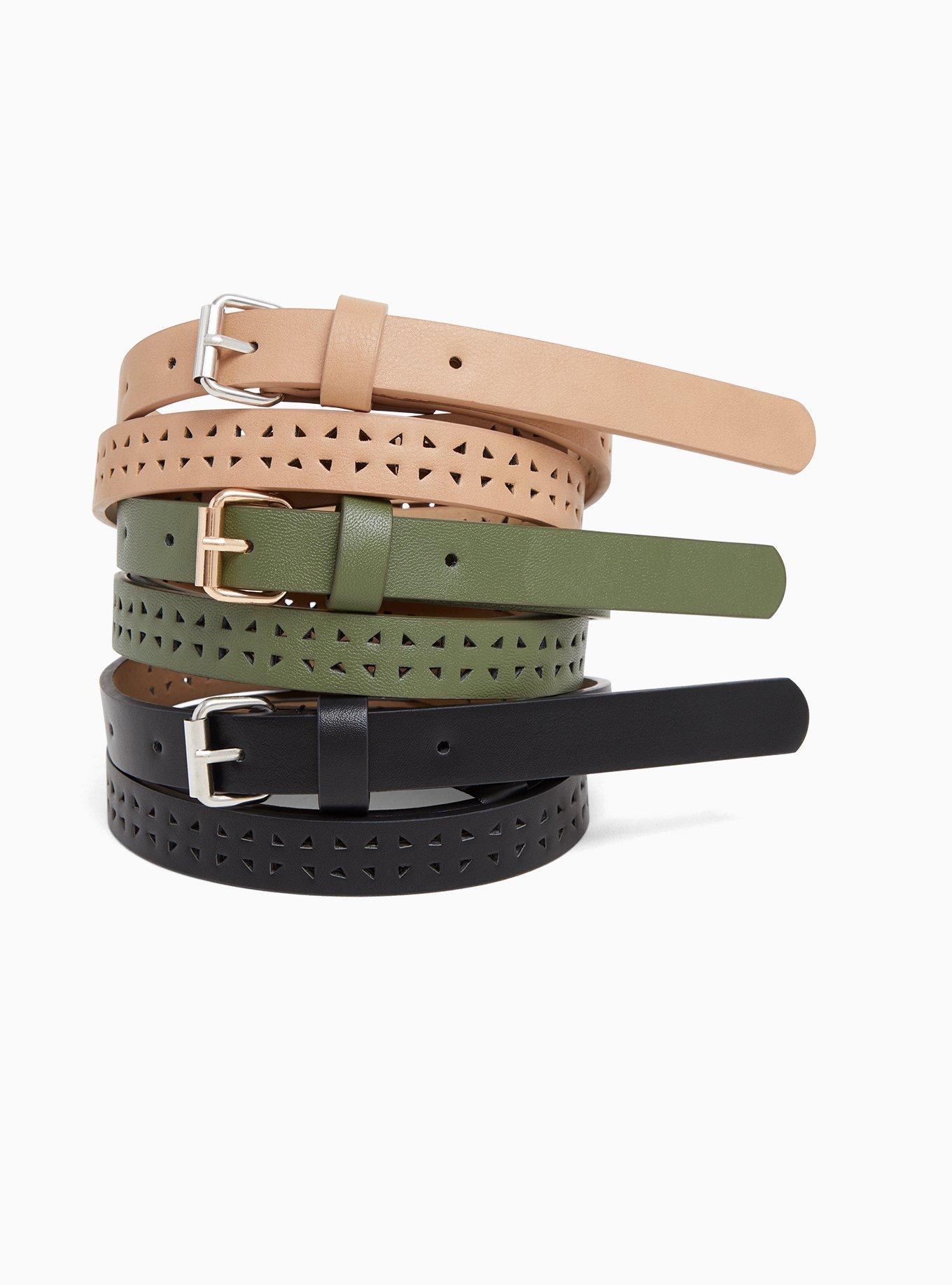 Plus Size - Thin Perforated Belt - Pack of 3 - Torrid