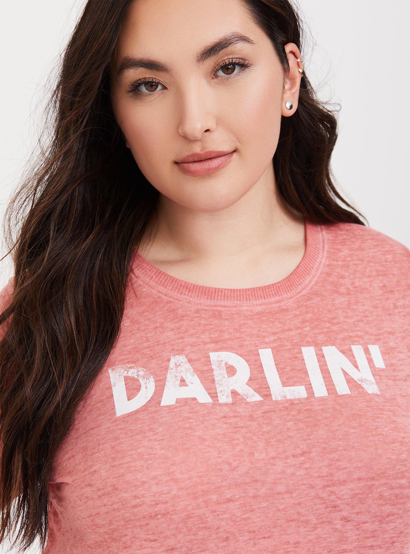 Plus Size - Darlin' Pink Burnout Crew Tee - Torrid