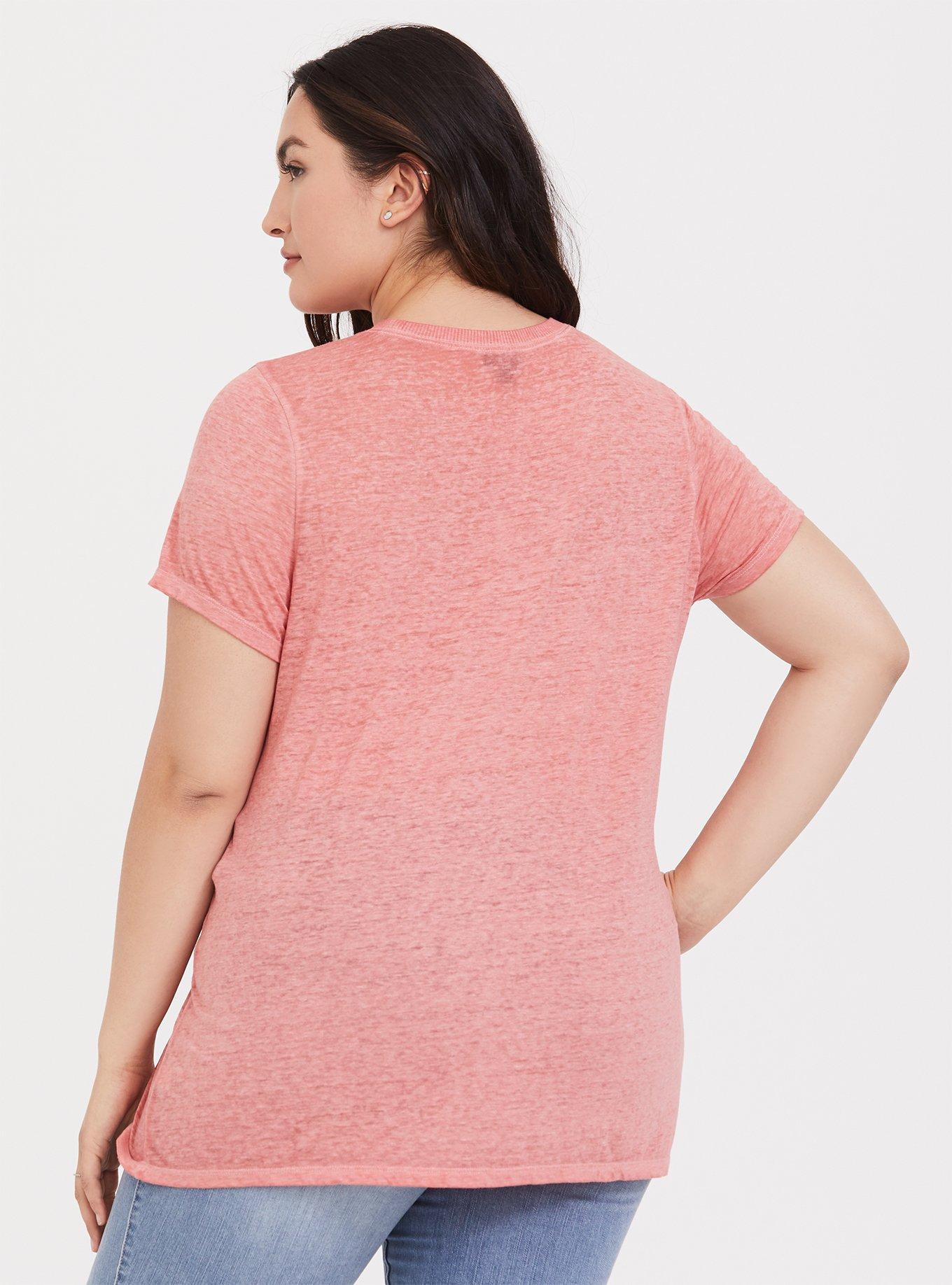 Plus Size - Darlin' Pink Burnout Crew Tee - Torrid