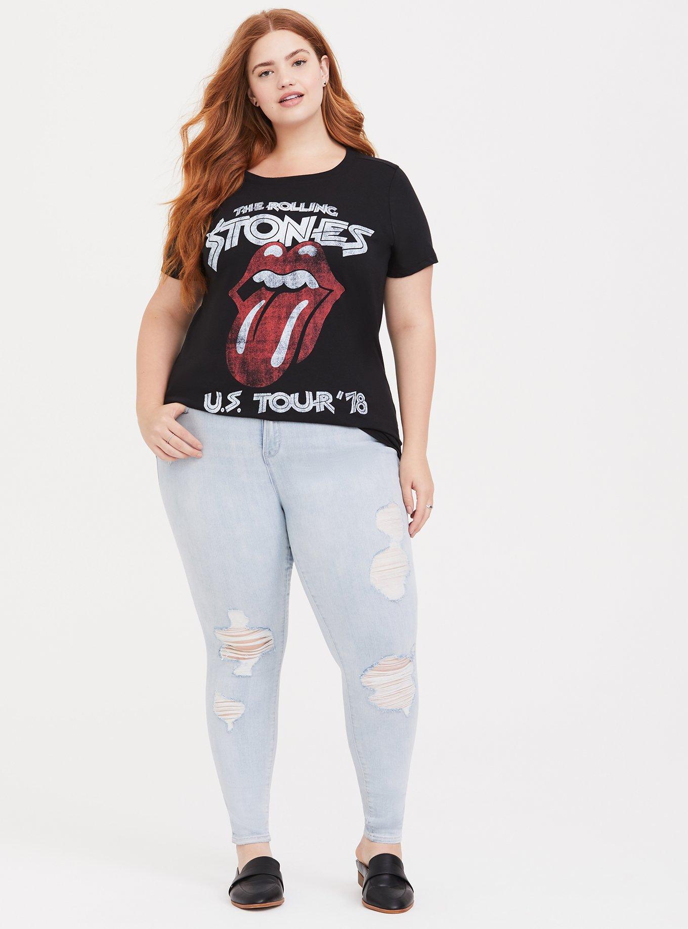 Plus Size - The Rolling Stones Black Slim Fit Crew Tee - Torrid