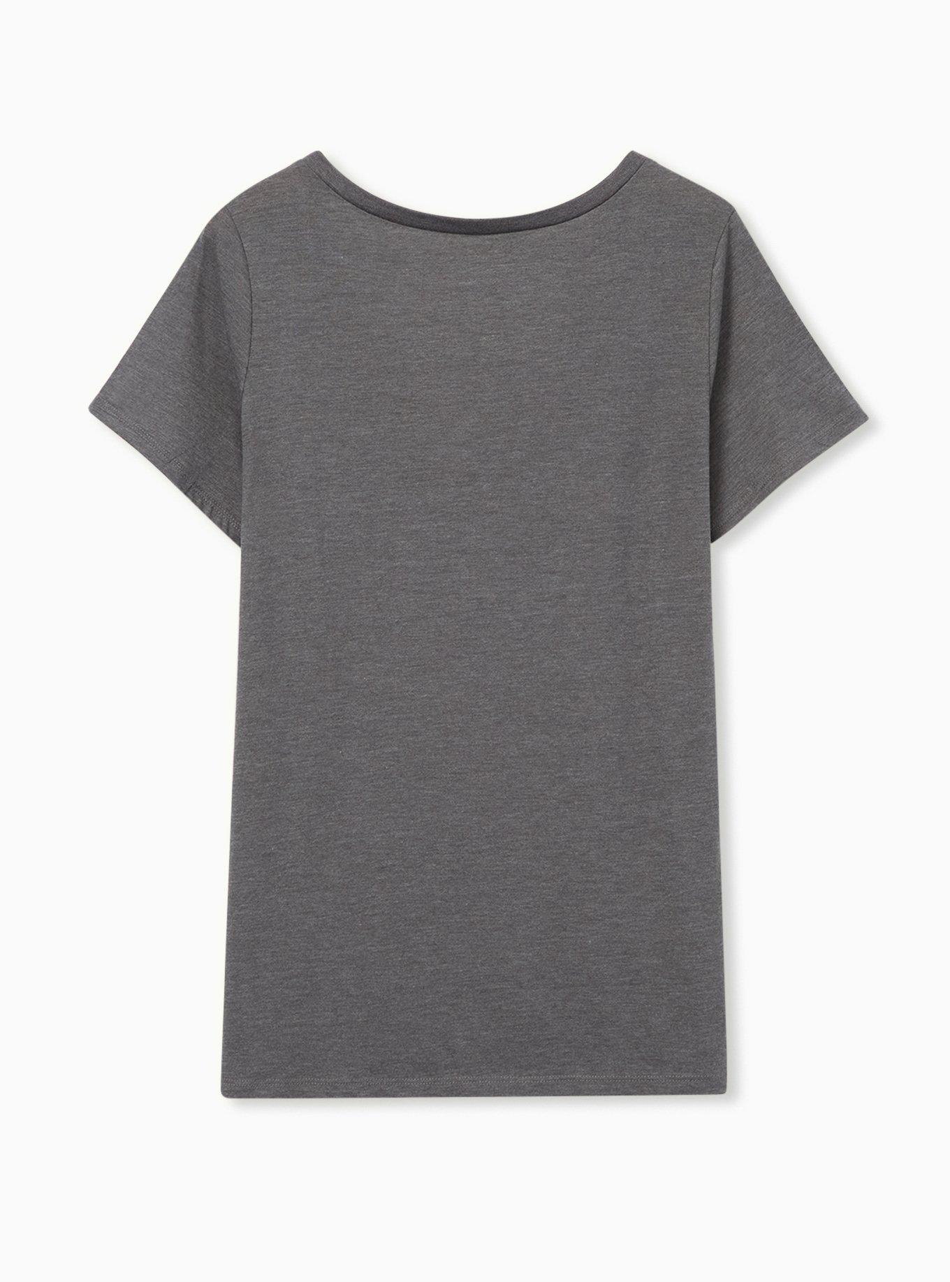 Plus Size - Dark Grey Yeah No Slim Fit V-Neck Tee - Torrid