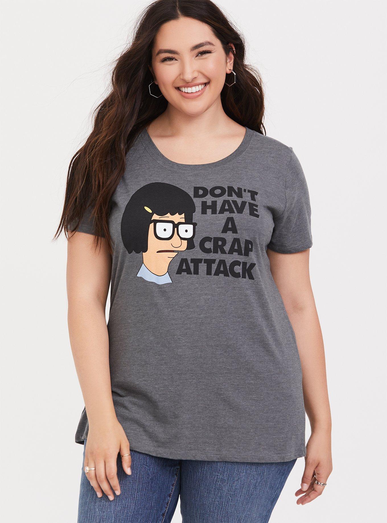 Plus Size - Bob's Burgers Crap Attack Grey Slim Fit Crew Tee - Torrid