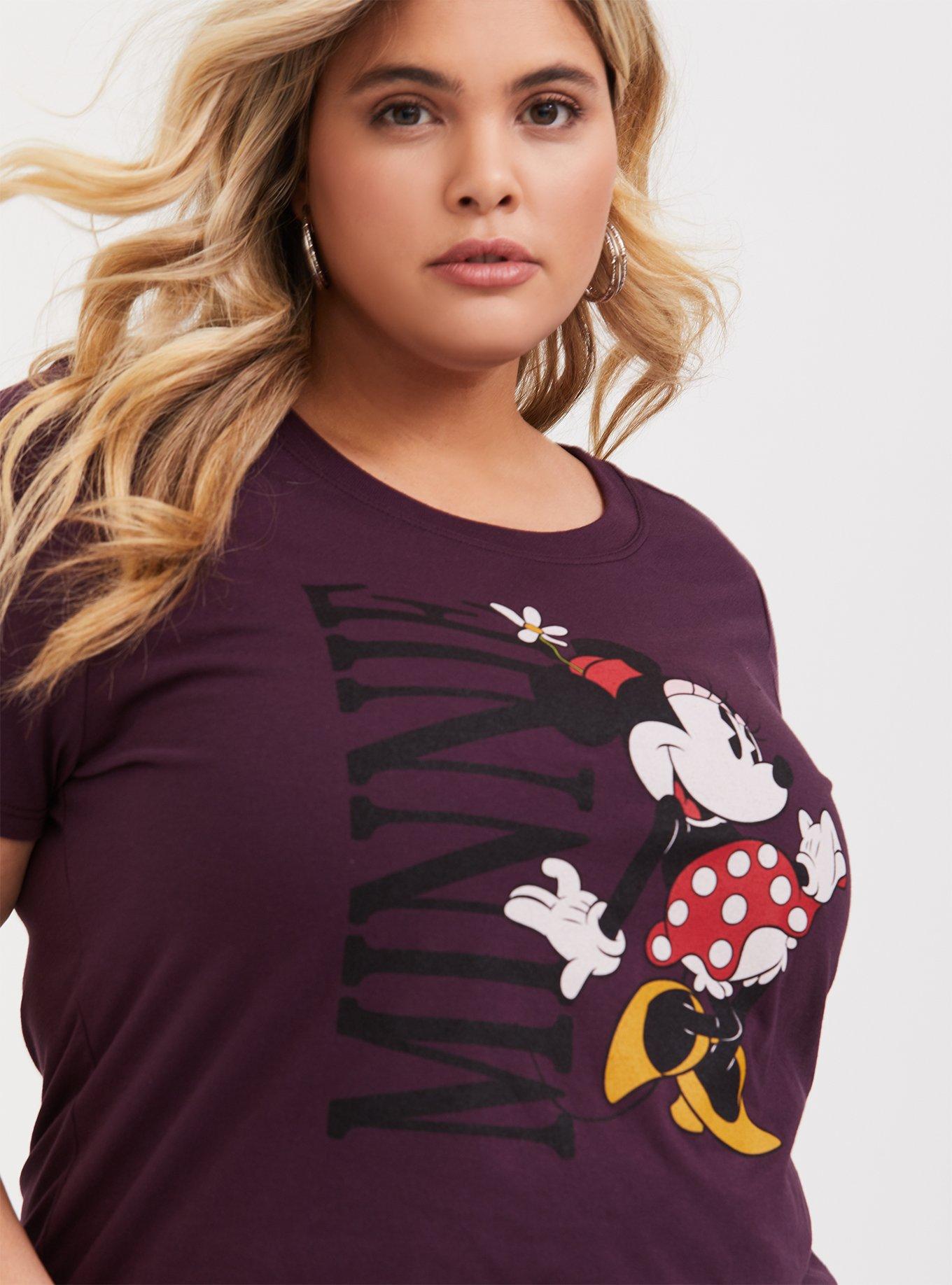 Plus Size - Disney Minnie Mouse Burgundy Purple Slim Fit Crew Tee - Torrid