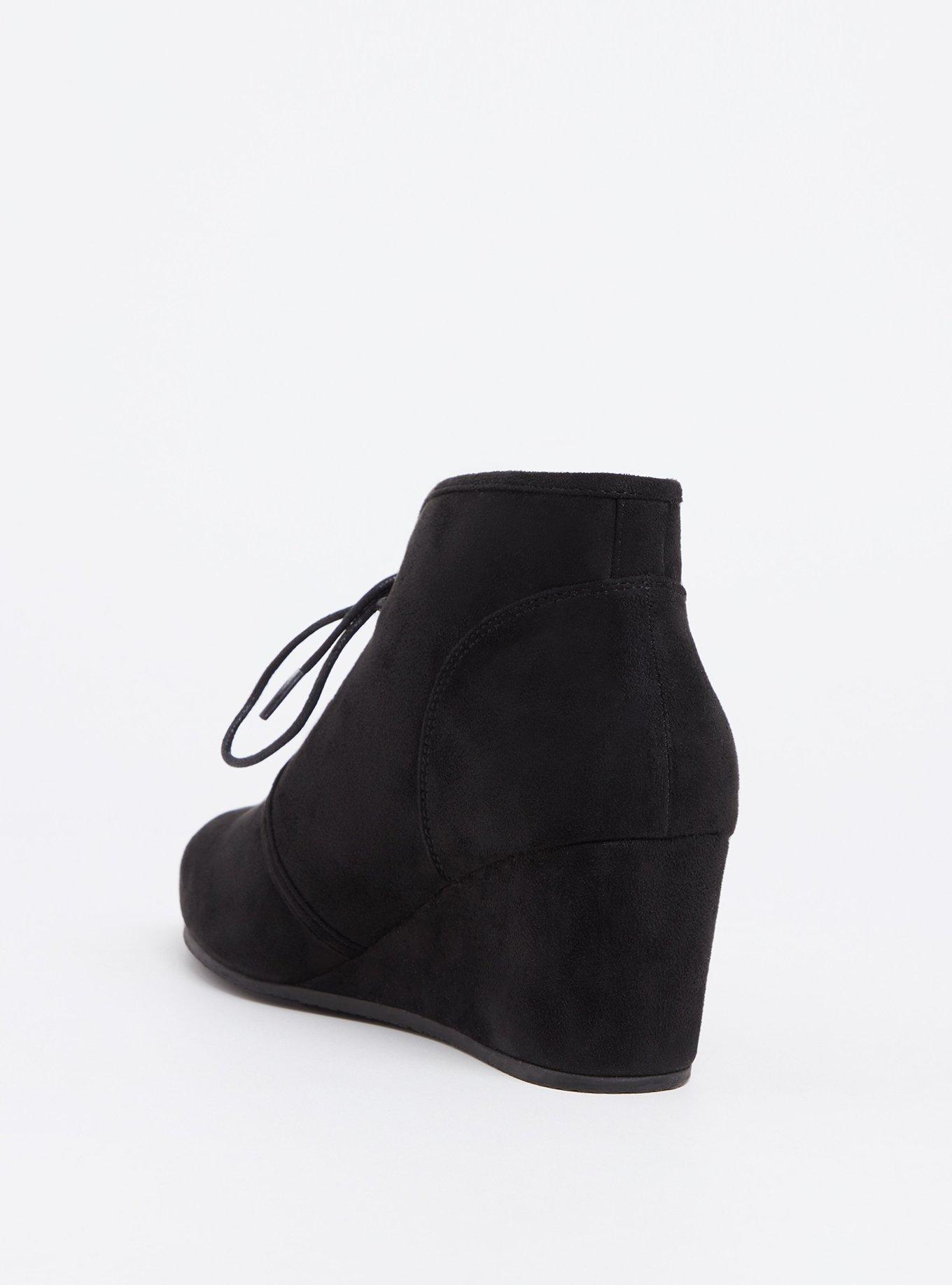 Plus Size - Black Faux Suede Wedge Bootie (WW) - Torrid
