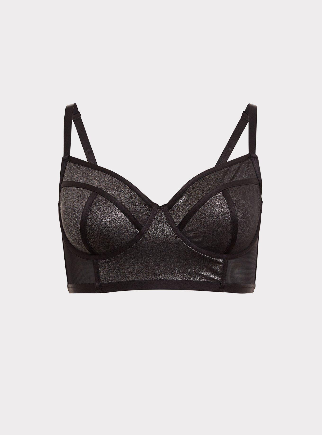 Plus Size - Black Mesh & Metallic Silver Underwire Bralette - Torrid
