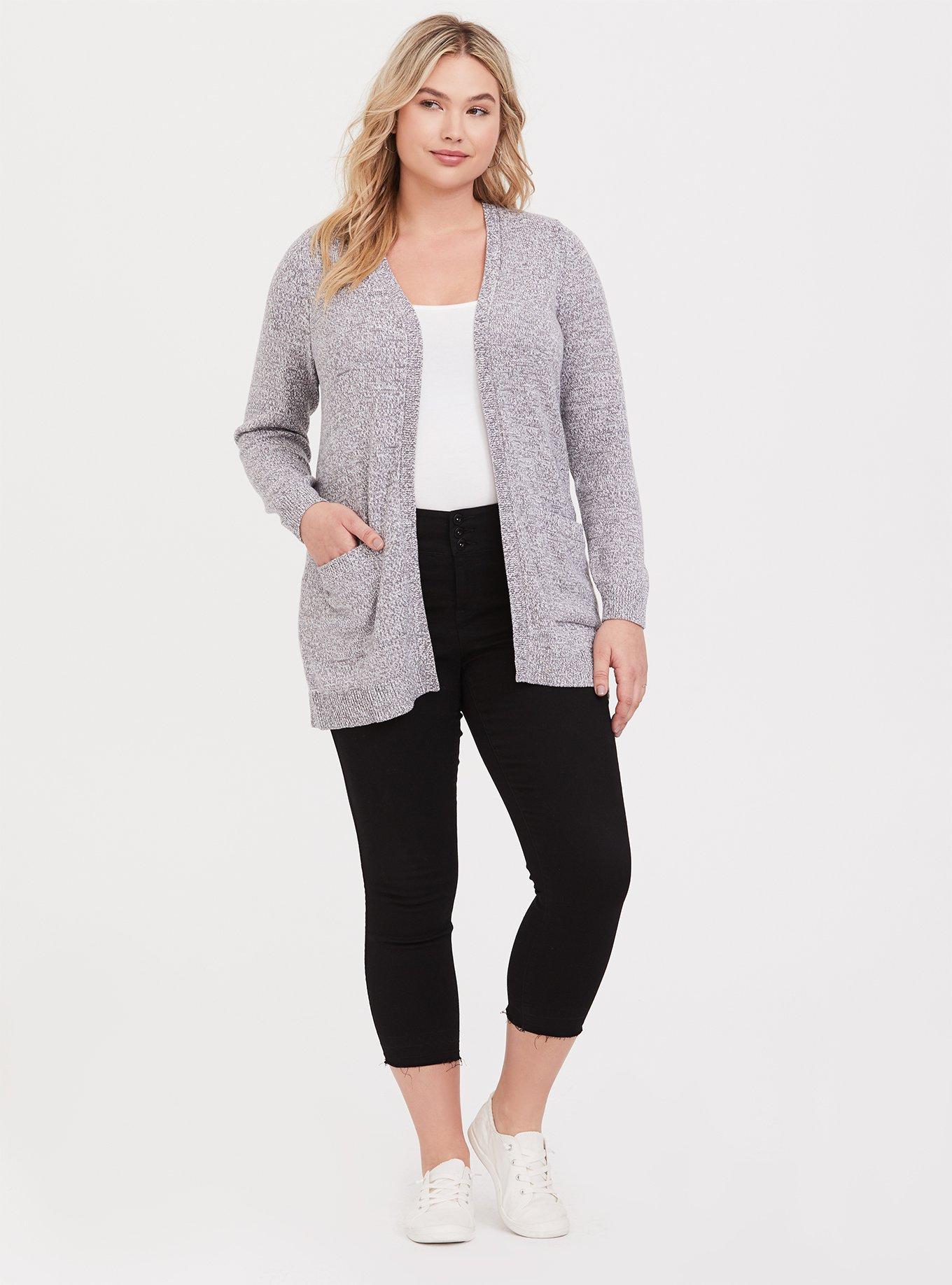 Plus Size - Grey Marled Pocket Cardigan - Torrid