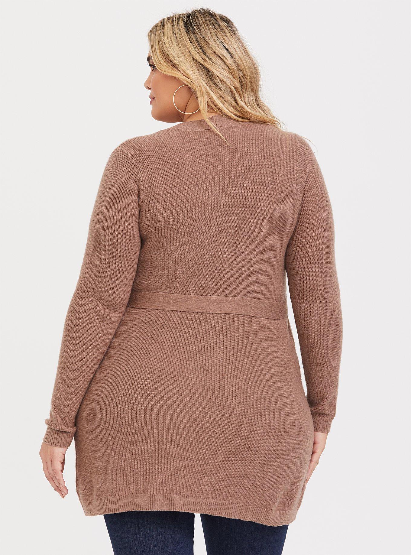 Plus Size - Light Brown Self-Tie Cardigan - Torrid