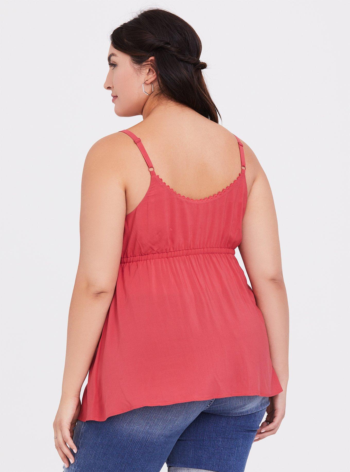 Plus Size - Dusty Red Drawstring Challis Cami - Torrid