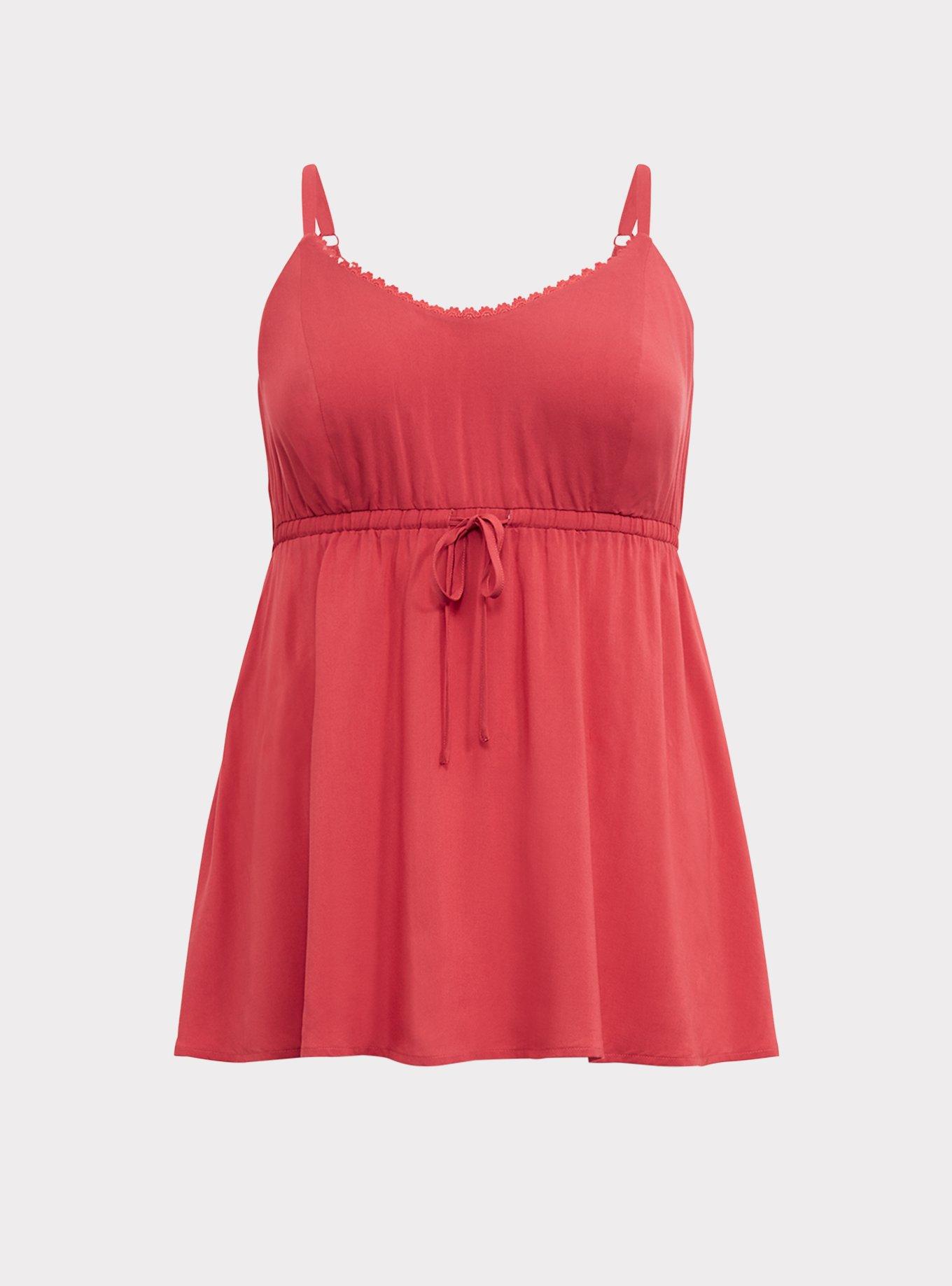 Plus Size - Dusty Red Drawstring Challis Cami - Torrid