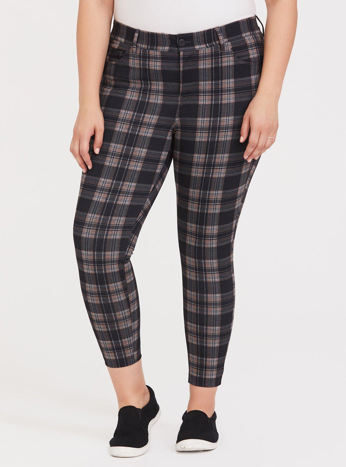 Plus Size - Bombshell Skinny Premium Ponte Pant - Black Plaid - Torrid