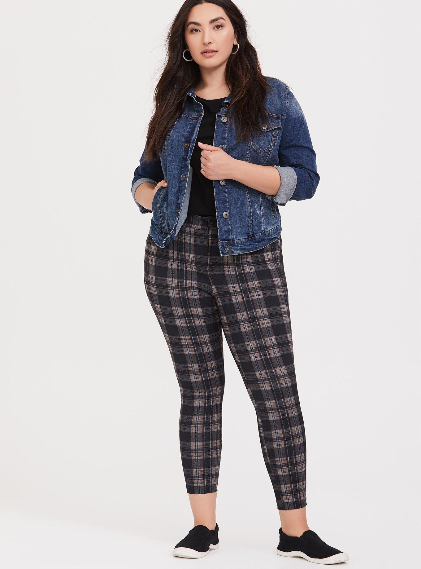 Plus Size - Bombshell Skinny Premium Ponte Pant - Black Plaid - Torrid