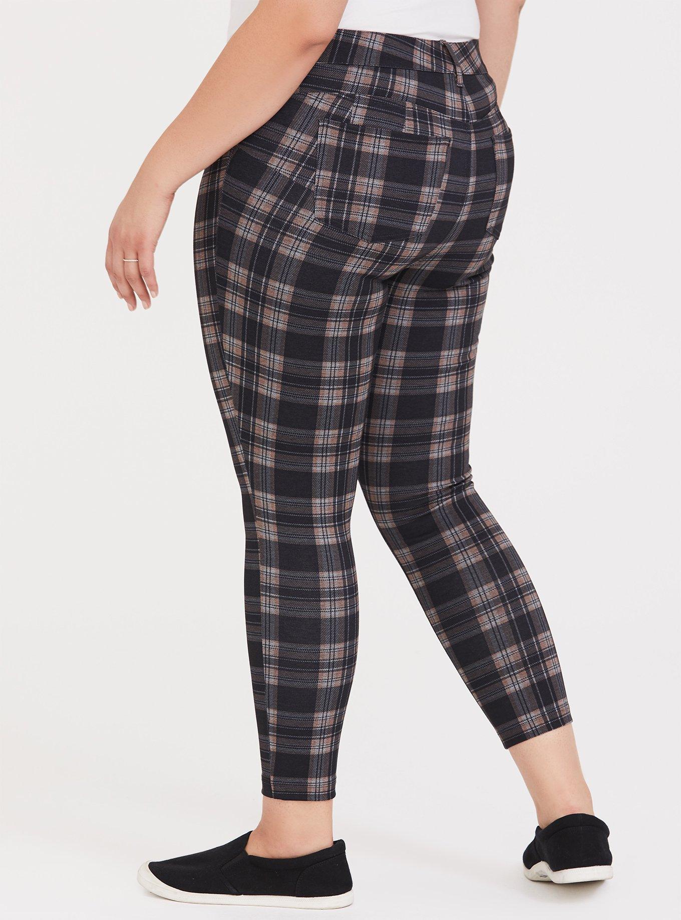 Plus Size - Bombshell Skinny Premium Ponte Pant - Black Plaid - Torrid