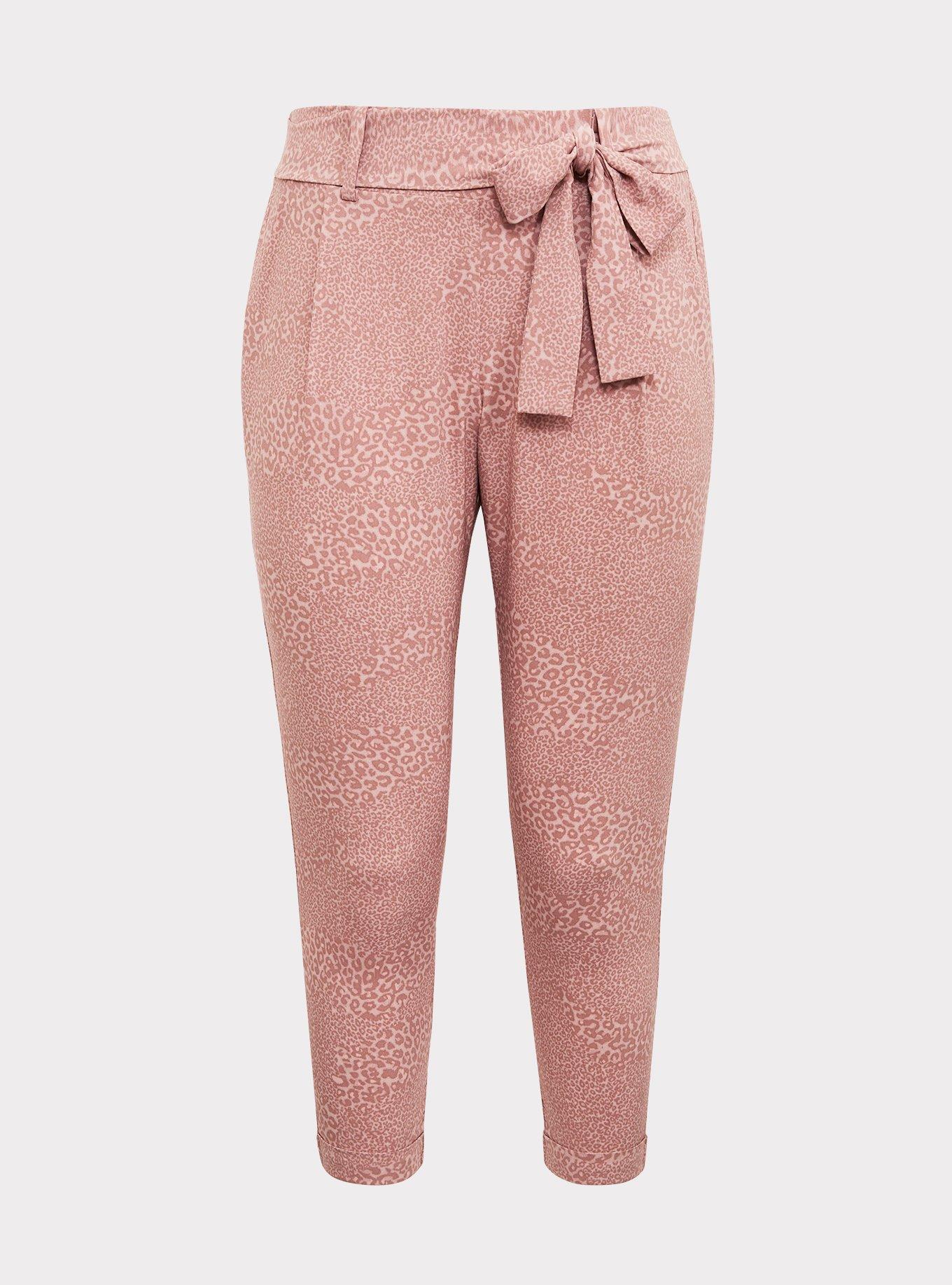 Plus Size - Dusty Pink Leopard Tie-Front Tapered Pant - Torrid