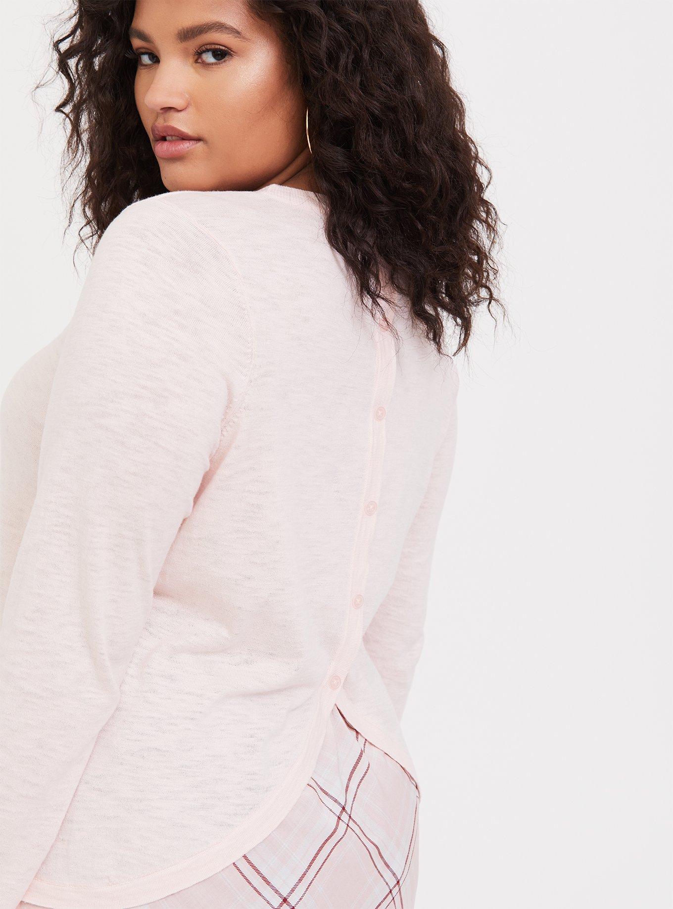Plus Size - Peach Pink Button Back 2fer Sweater - Torrid