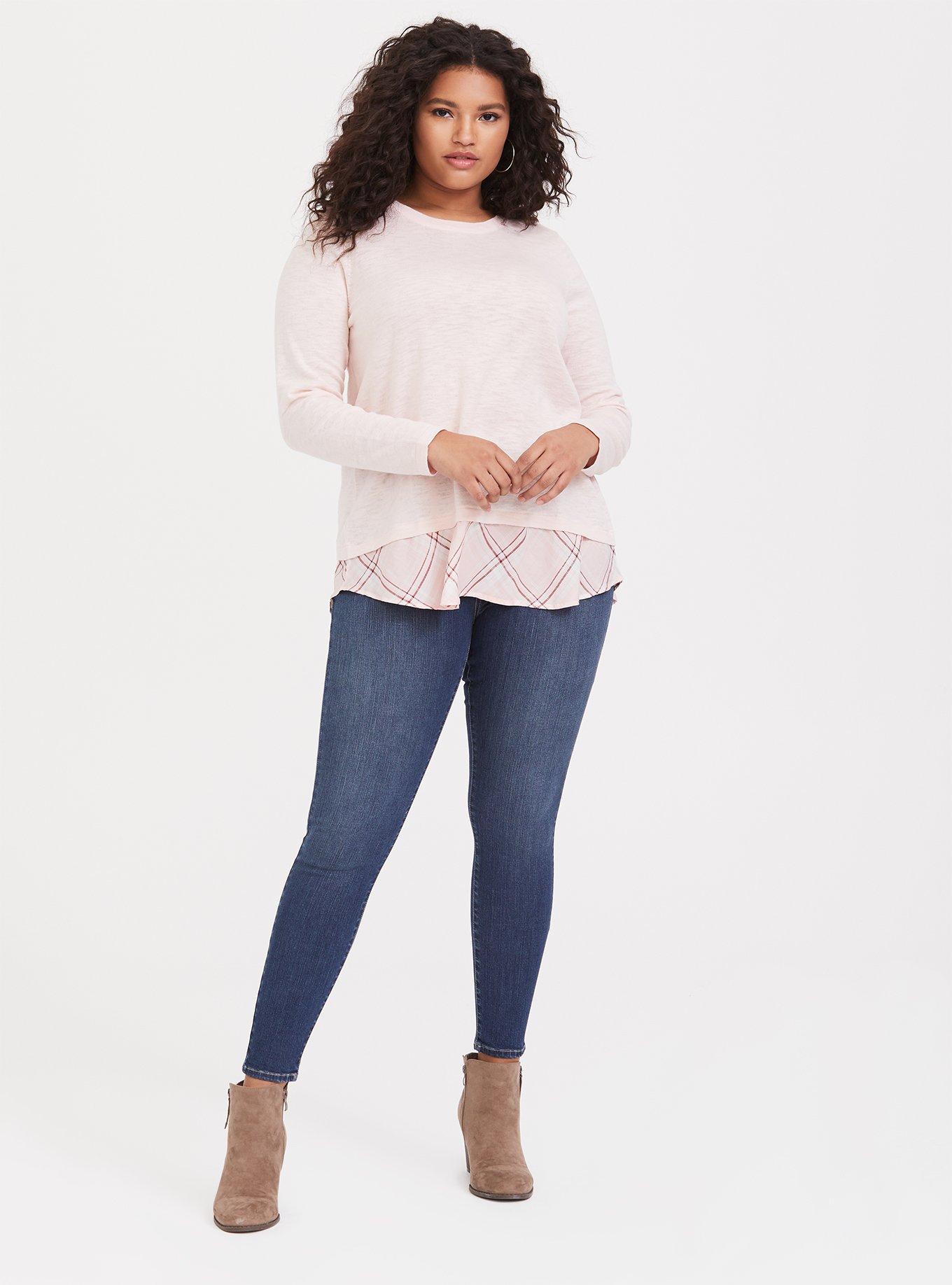 Plus Size - Peach Pink Button Back 2fer Sweater - Torrid