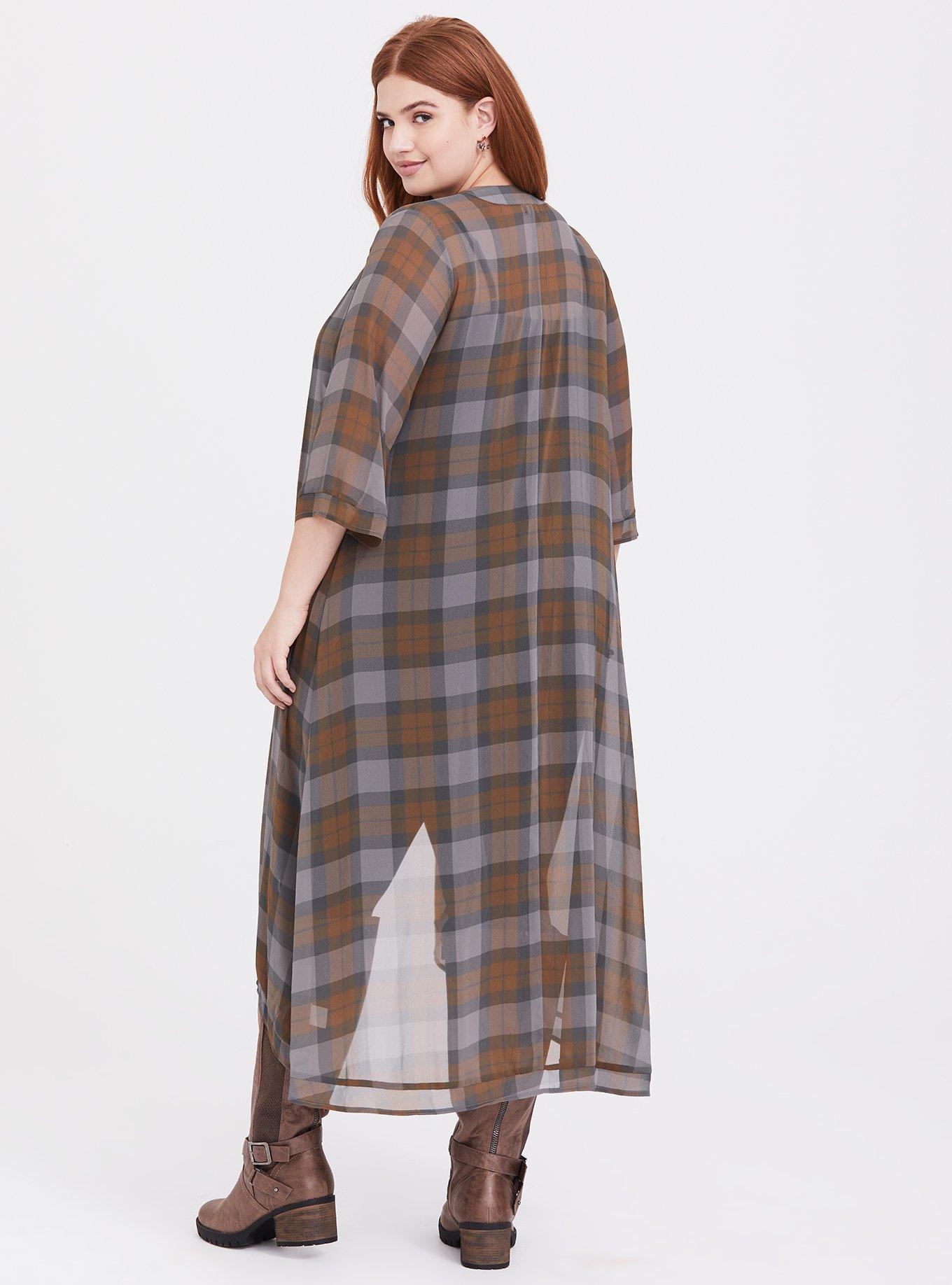 Plus Size - Outlander Tartan Plaid Chiffon Hi-Lo Kimono - Torrid