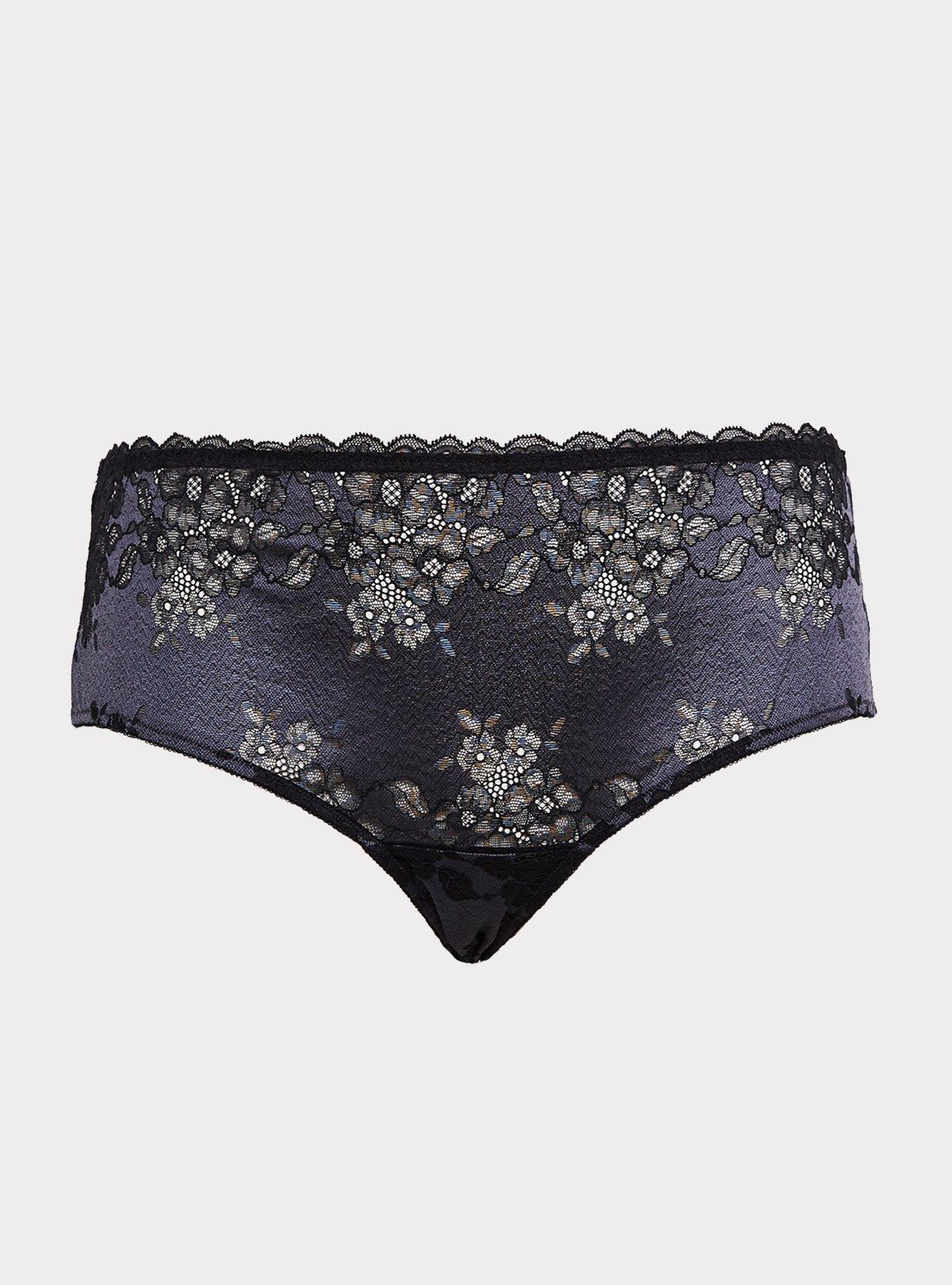 Plus Size - Two Tone Lace Mid-Rise Hipster Cage Back Panty - Torrid